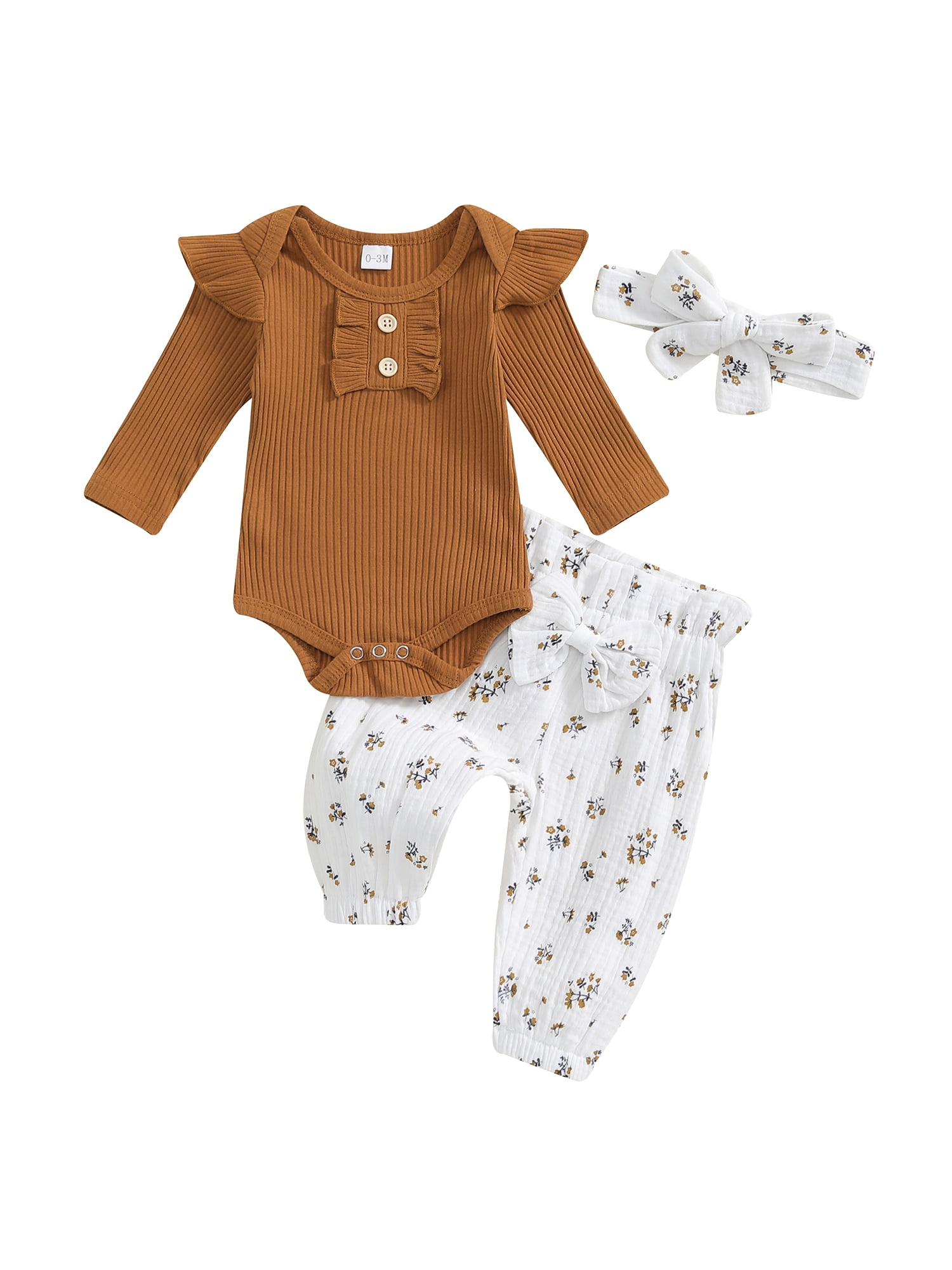 Suealasg 3Pcs Newborn Baby Girl Fall Outfits Clothes Set 3 6 12 18 ...