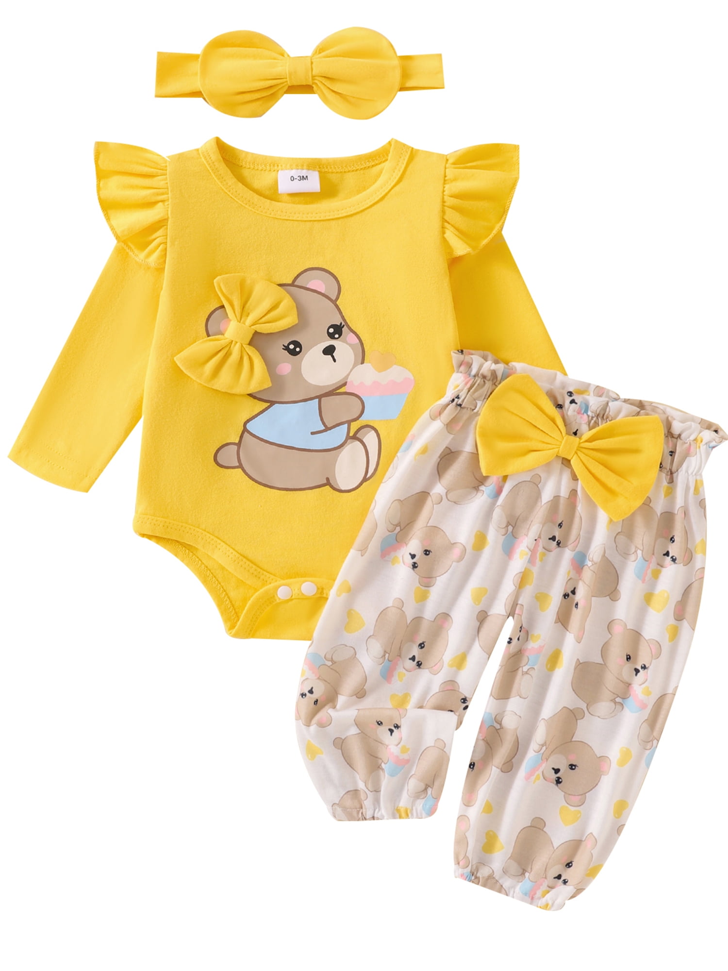 Suealasg 3Pcs Newborn Baby Girls Fall Outfits Clothes Set 3 6 9 12 18 Months Infant Girls Crew ...