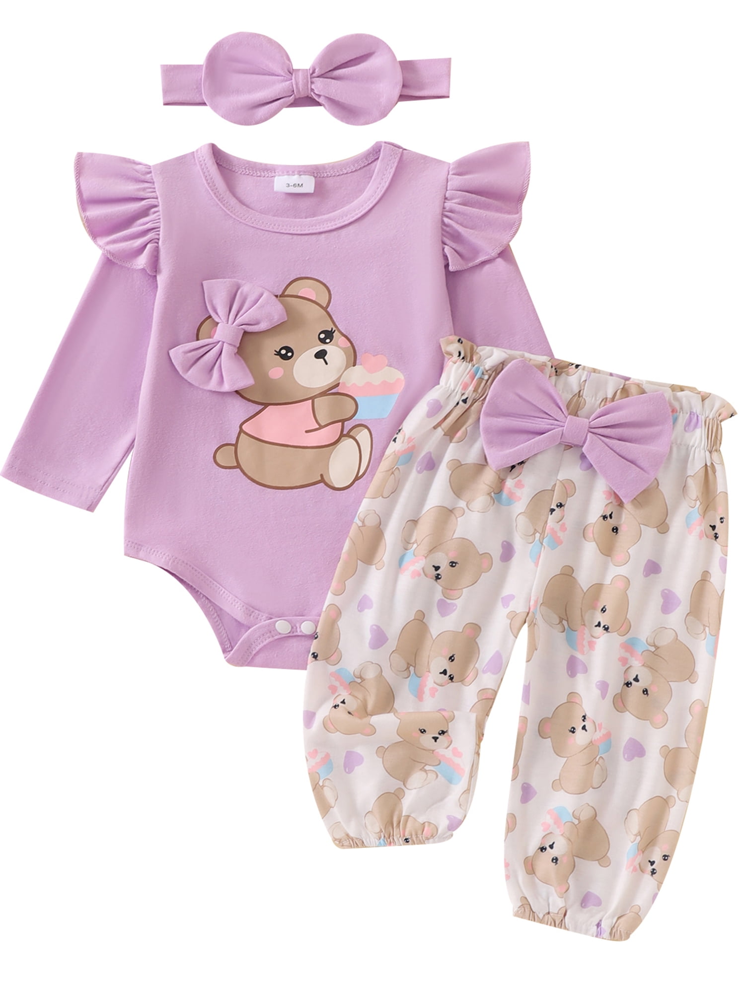 Suealasg 3Pcs Newborn Baby Girls Fall Outfits Clothes Set 3 6 9 12 18 Months Infant Girls Crew ...