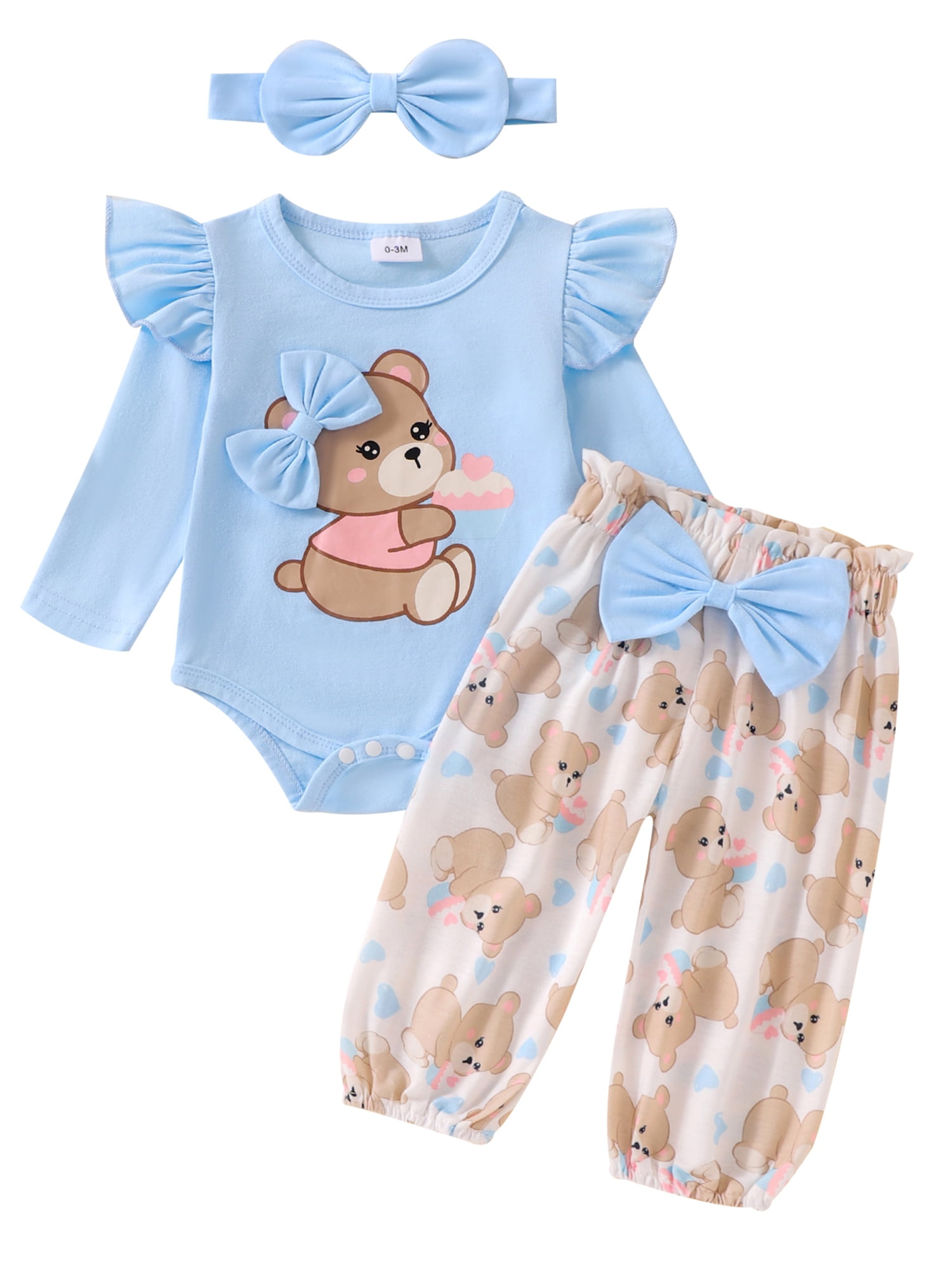 Suealasg 3Pcs Newborn Baby Girls Fall Outfits Clothes Set 3 6 9 12 18 Months Infant Girls Crew ...