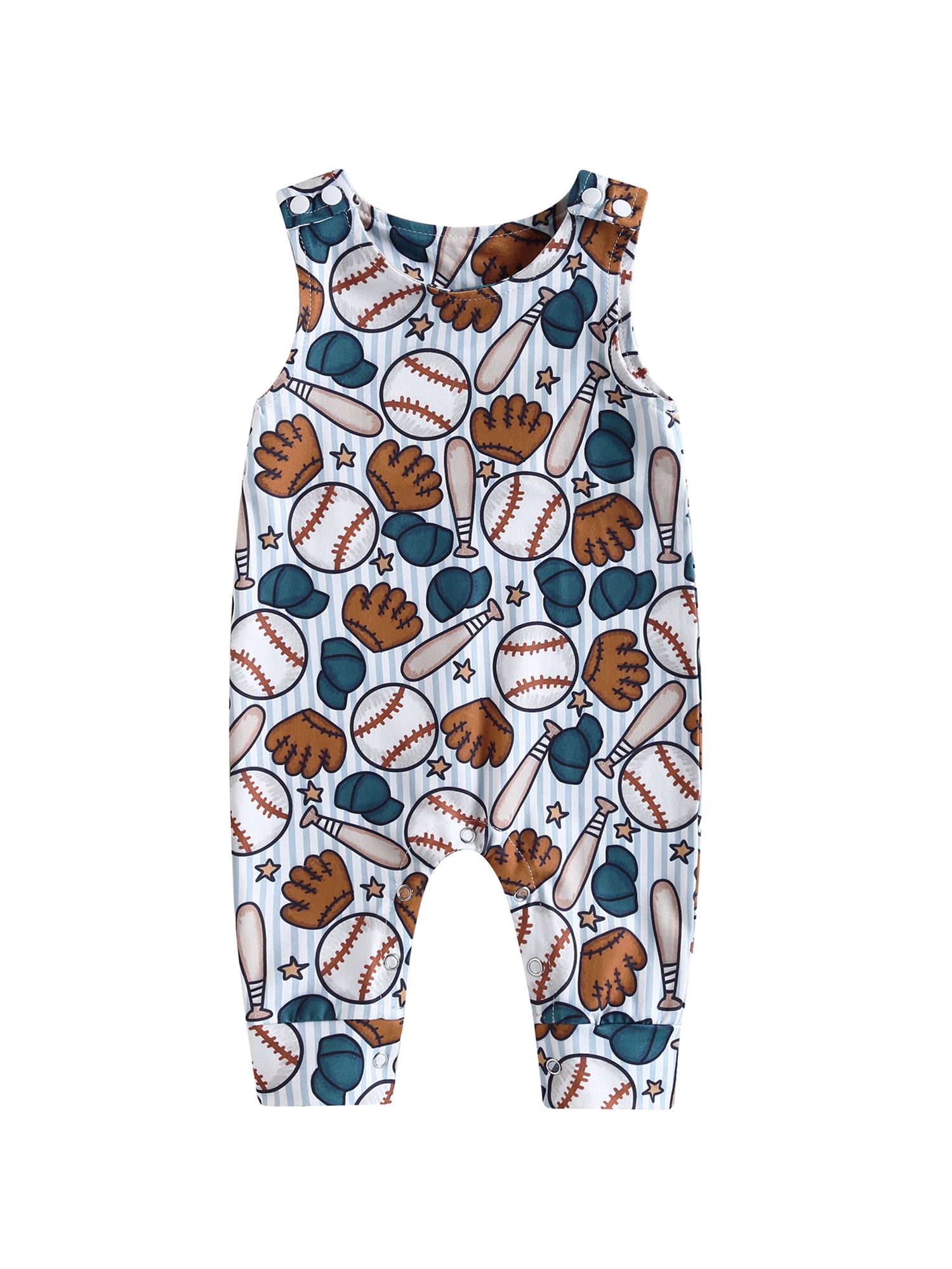 Suealasg Baby Boy Girls Rugby Print Sleeveless Romper Bodysuit One ...