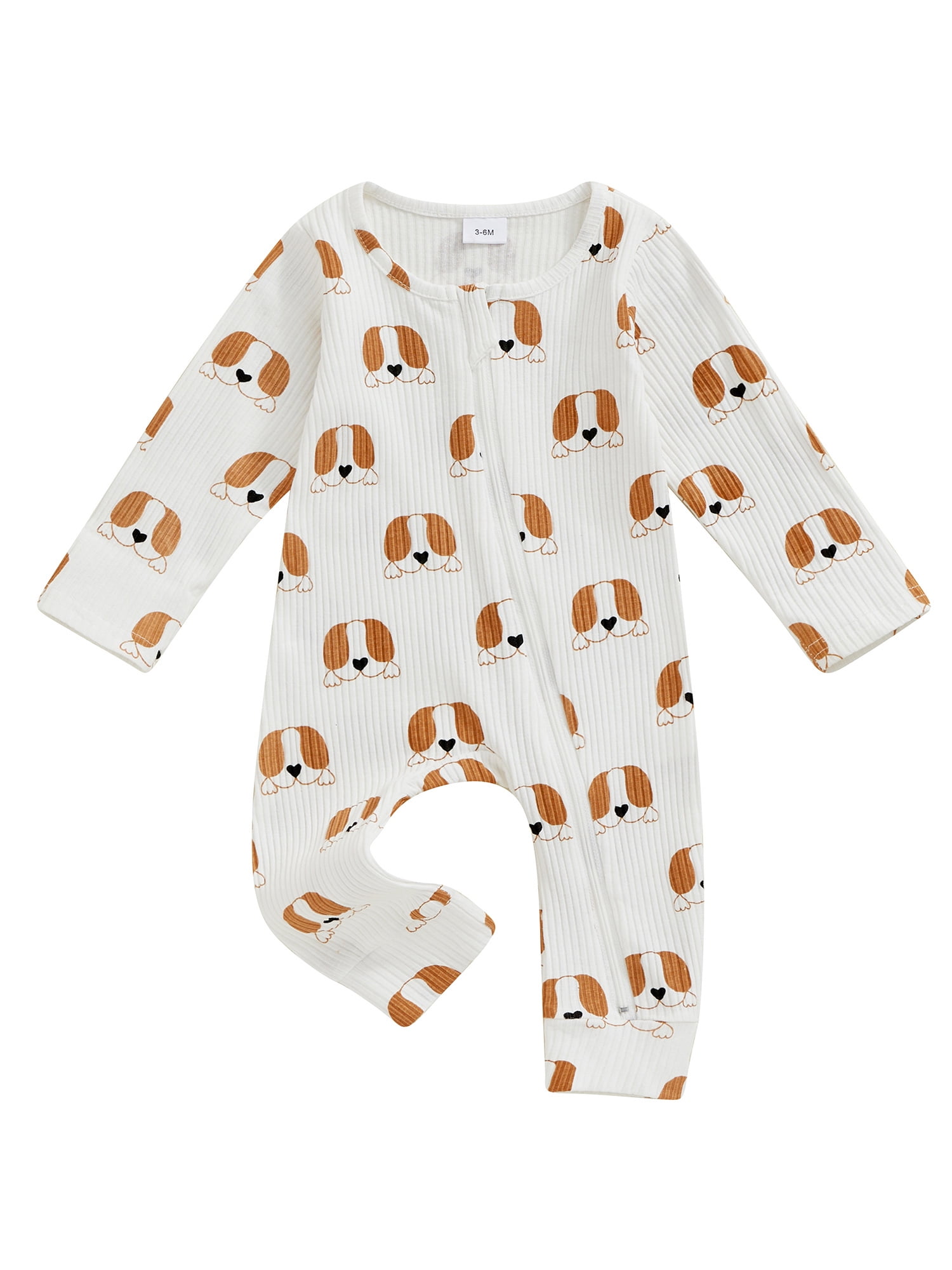 Suealasg Baby Boy Pajamas Rompers Long Sleeve Dog Print One-Piece ...