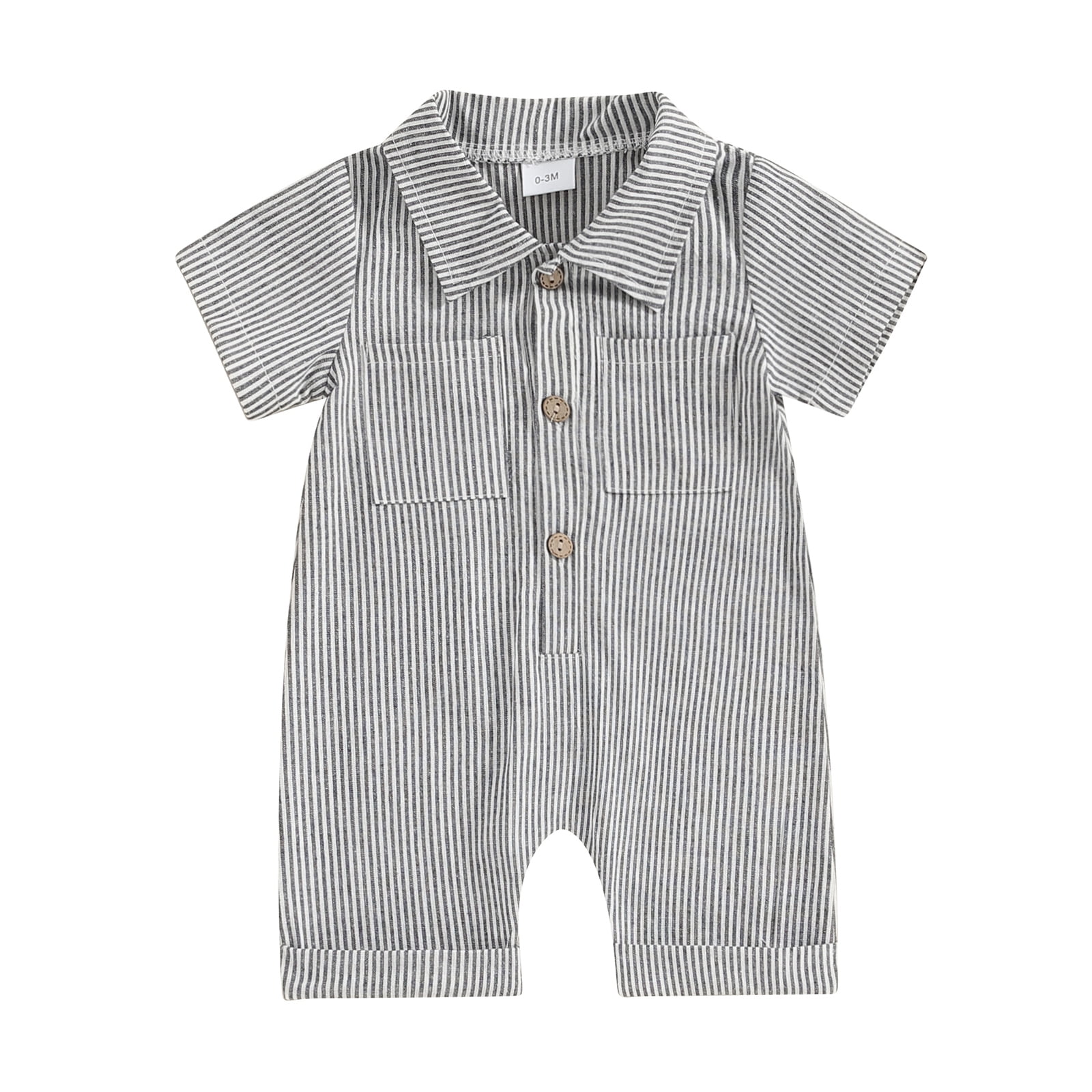 Suealasg Baby Boy Summer Outfits Newborn Boy Rompers Stripe Print Lapel ...