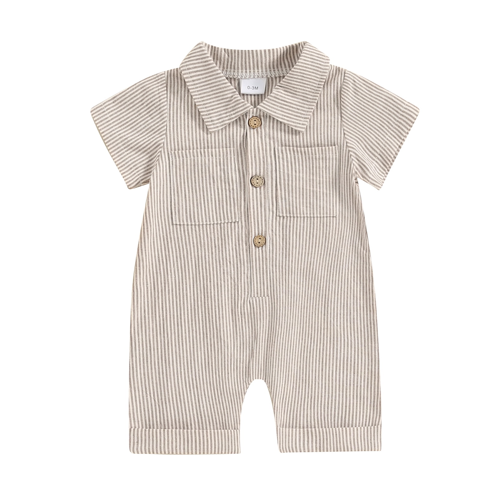 Suealasg Baby Boy Summer Outfits Newborn Boy Rompers Stripe Print Lapel ...