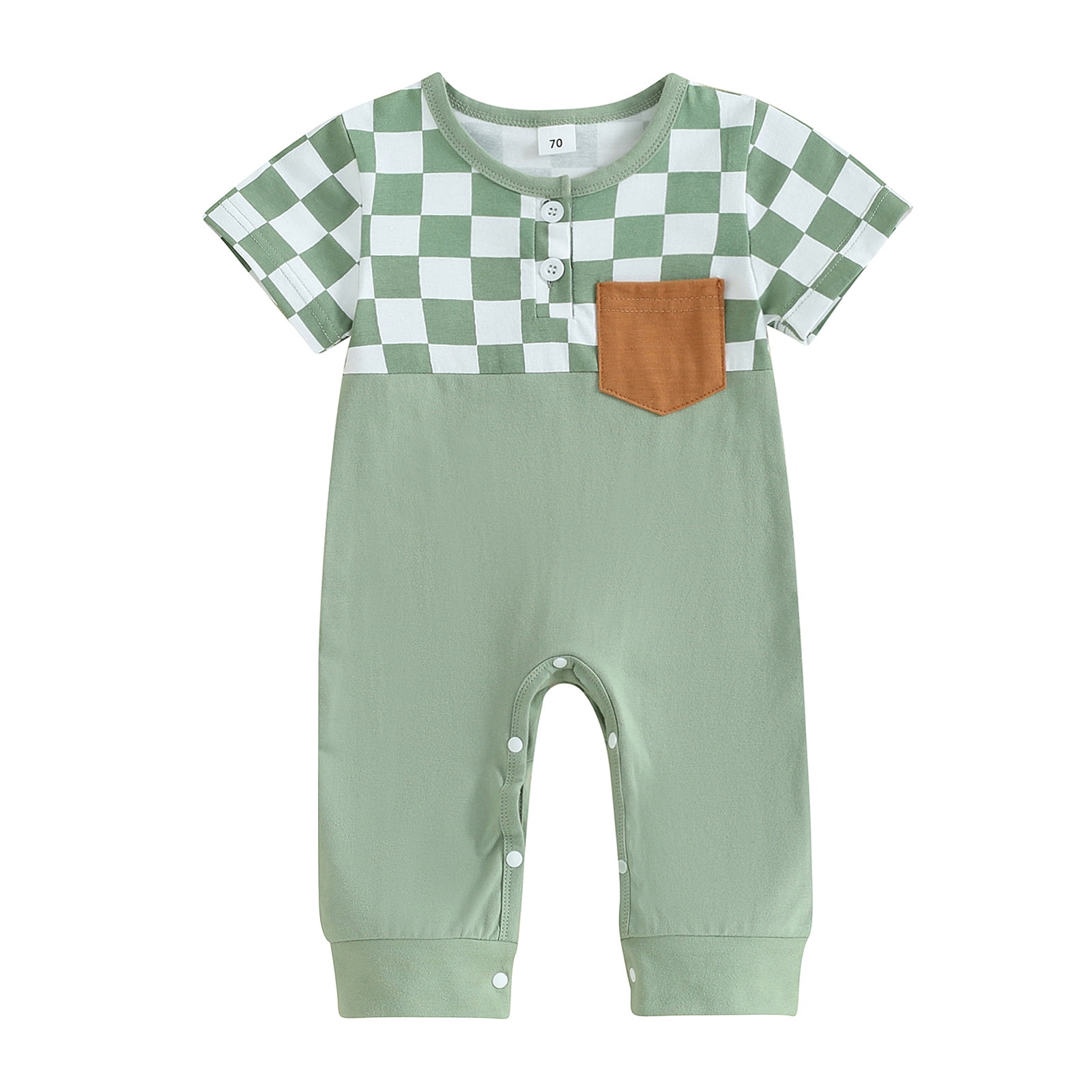 Suealasg Baby Boys Clothes Short Sleeve Crew Neck Checkerboard Print ...