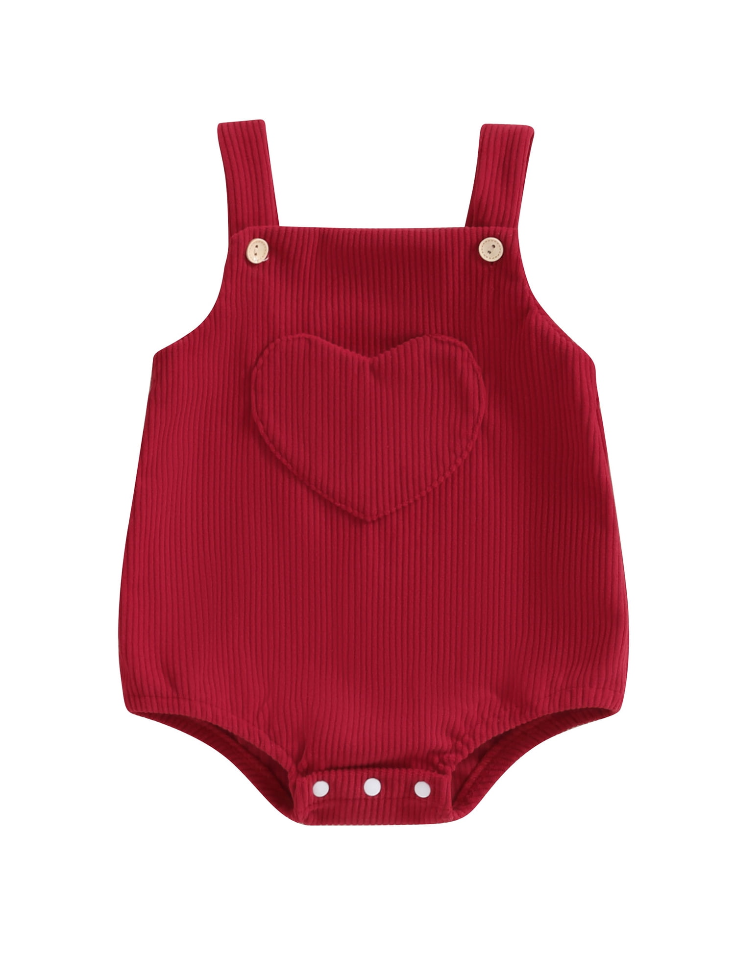 Suealasg Baby Boys Girls Valentine's Day Overalls Rompers Sleeveless Heart Pocket Corduroy ...