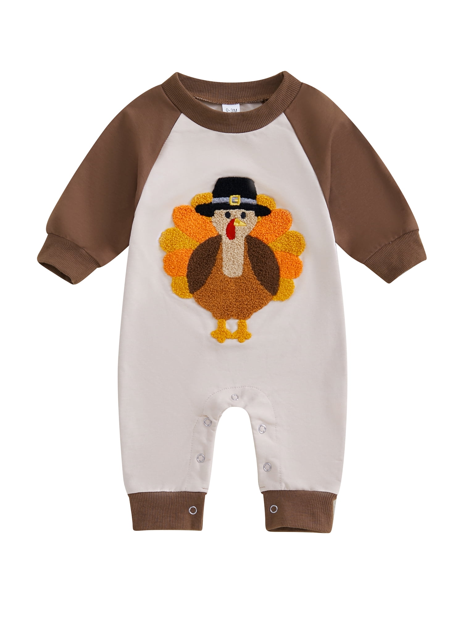 Suealasg Baby Boys Thanksgiving Jumpsuit 3 6 12 18 Months Newborn Long Sleeve Turkey Print ...