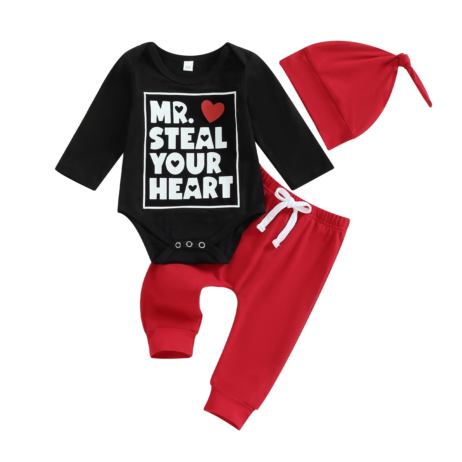 Suealasg Baby Boys Valentines Day Outfits Clothes 3M 6M 12M 18M Infant Boys Long Sleeve Letters ...