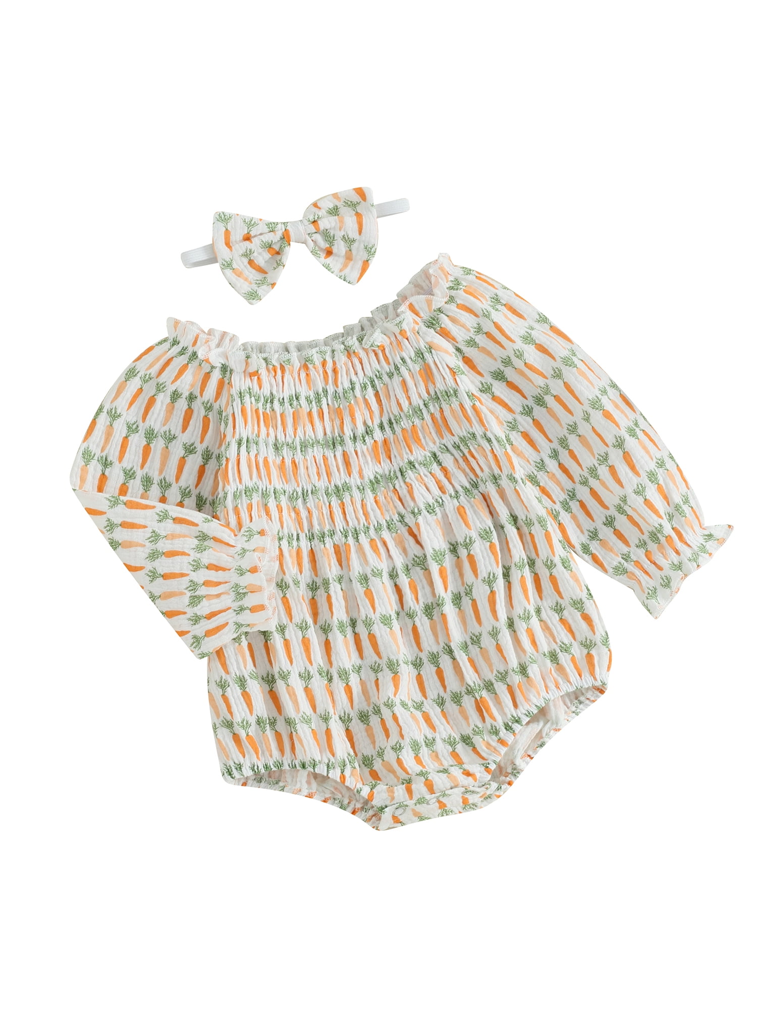 Suealasg Baby Girl 2 Piece Spring Set Long Sleeve Full Carrot Print ...