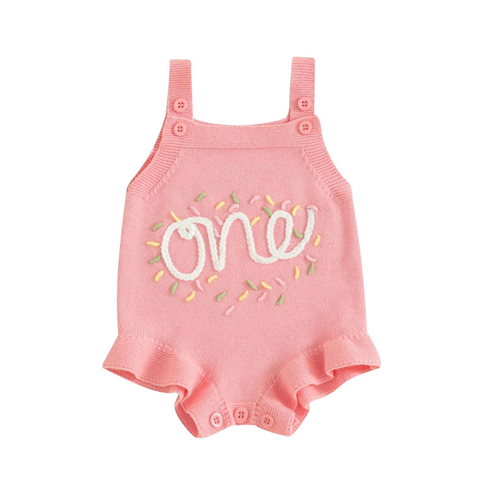 Suealasg Baby Girl Birthday Outfit Sleeveless One Letter Embroidery ...