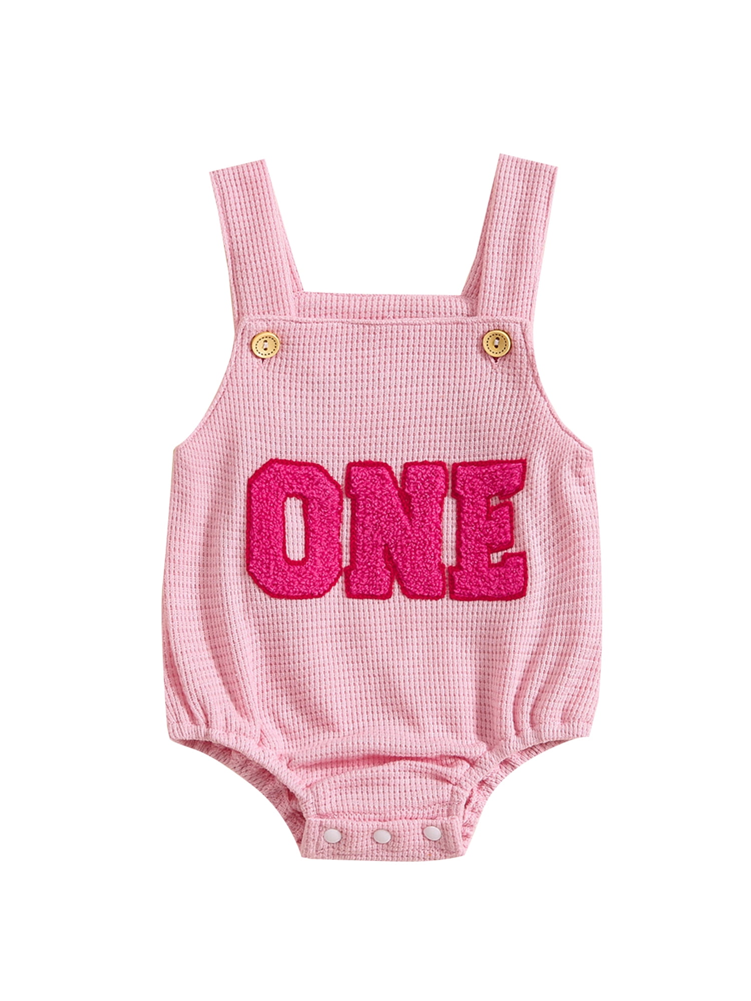Suealasg Baby Girl Boy Birthday Overalls Sleeveless Square Neck Letter ...