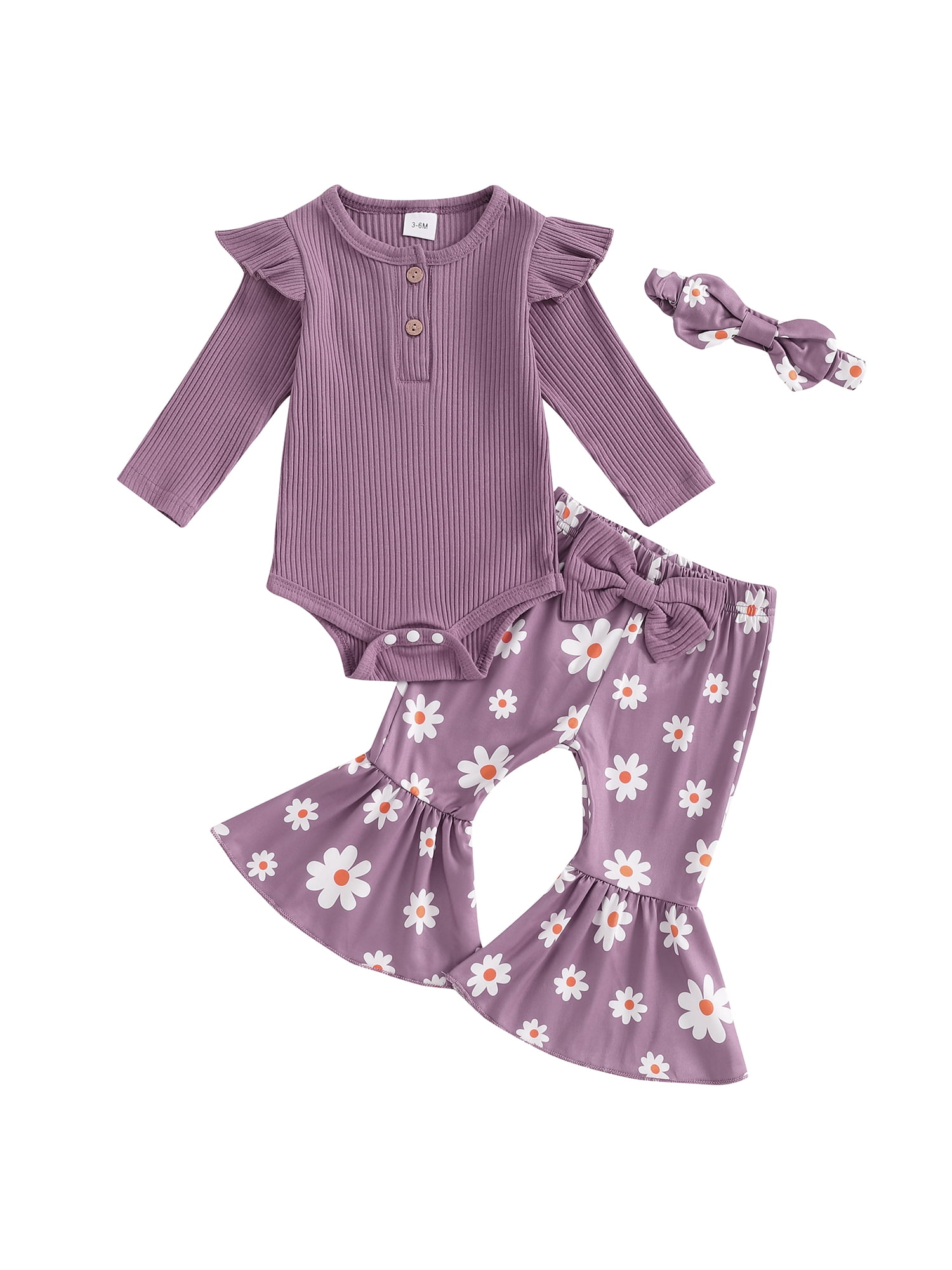 Suealasg Baby Girl Fall Clothes 3 6 9 12 18 Months Infant Girl Long Sleeve Floral Print Romper ...