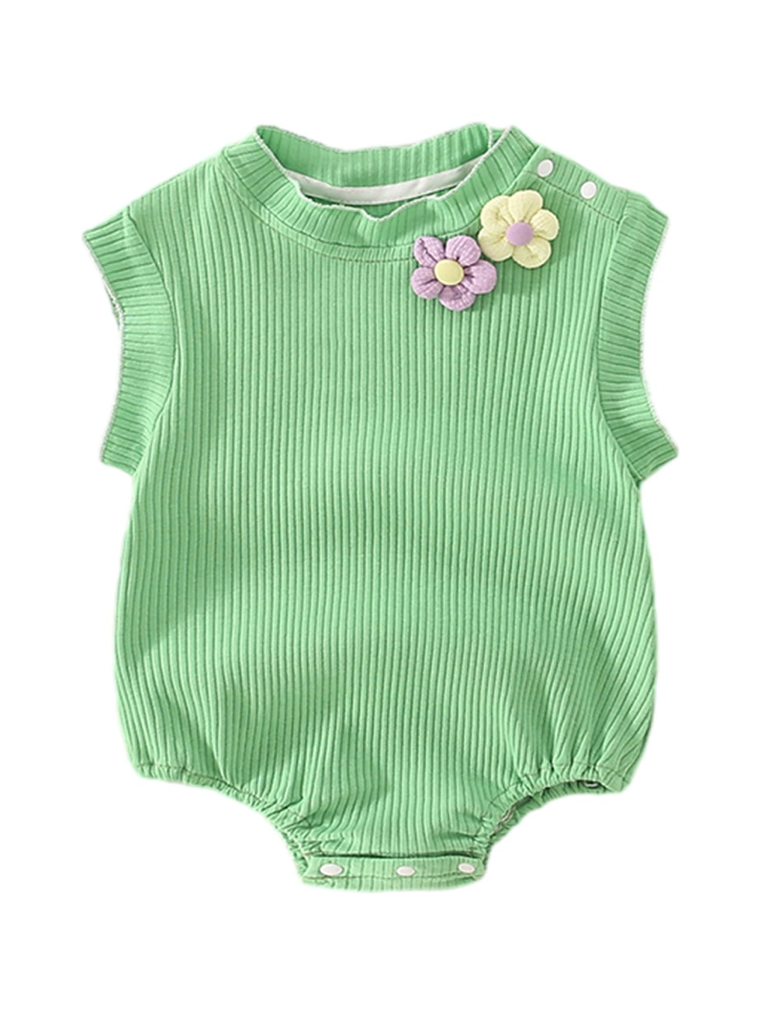 Suealasg Baby Girl Outfit Sleeveless Flower Embroidery Romper Infant ...