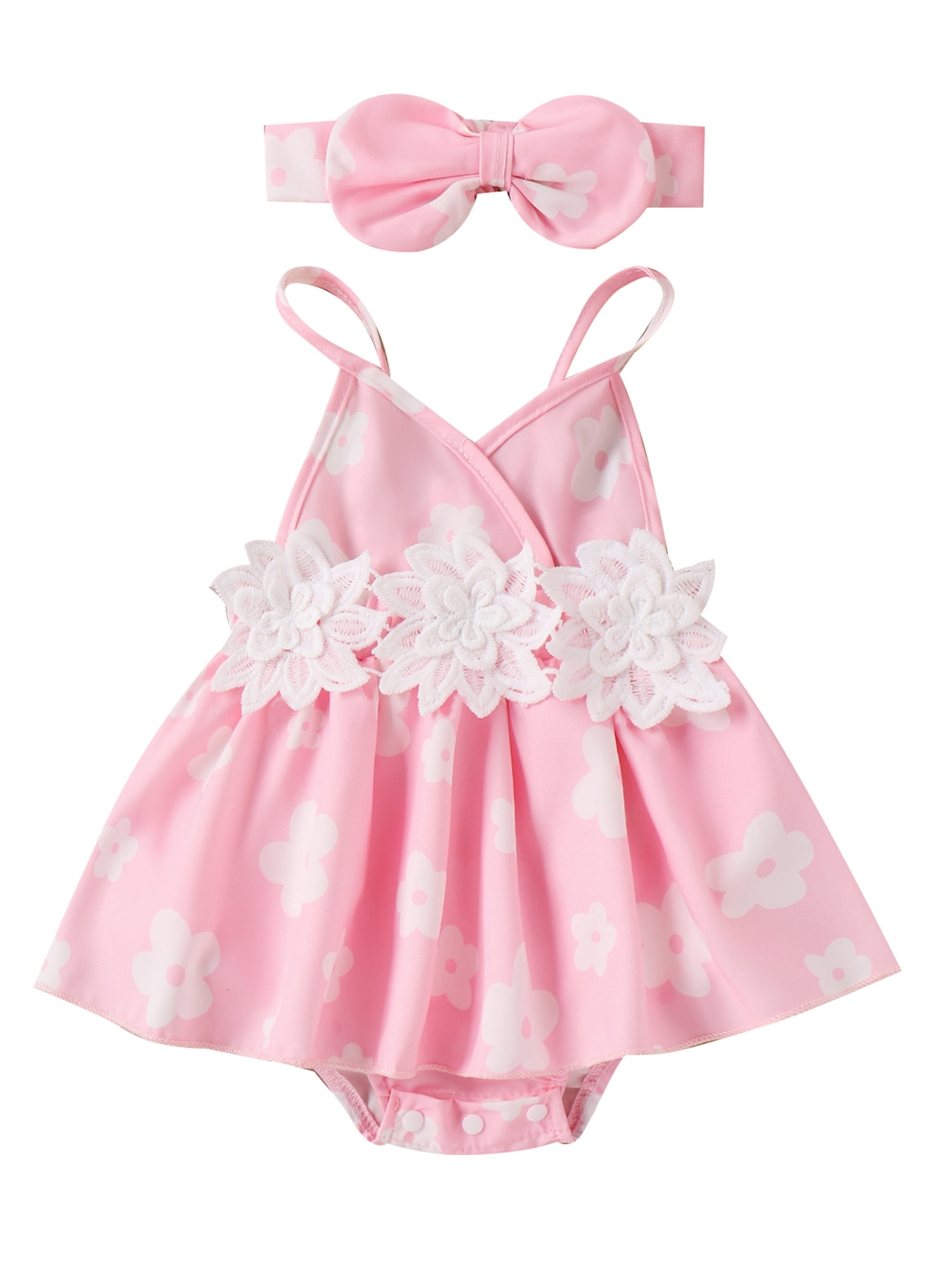 Suealasg Baby Girl Rompers Dress Floral Sleeveless Jumpsuit Overalls ...