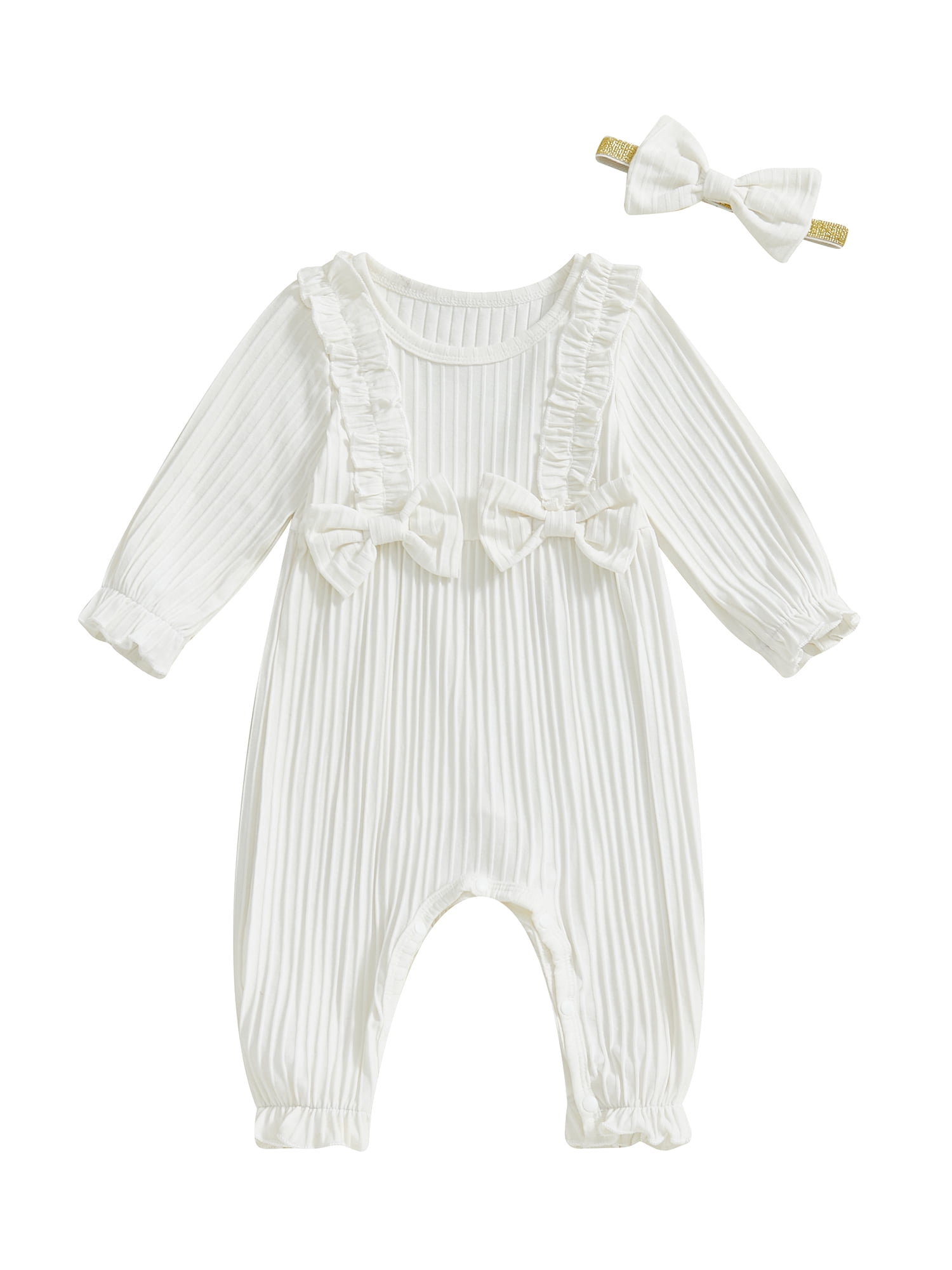 Suealasg Baby Girl Spring Clothes Solid Ribbed Long Sleeve Crew Neck ...