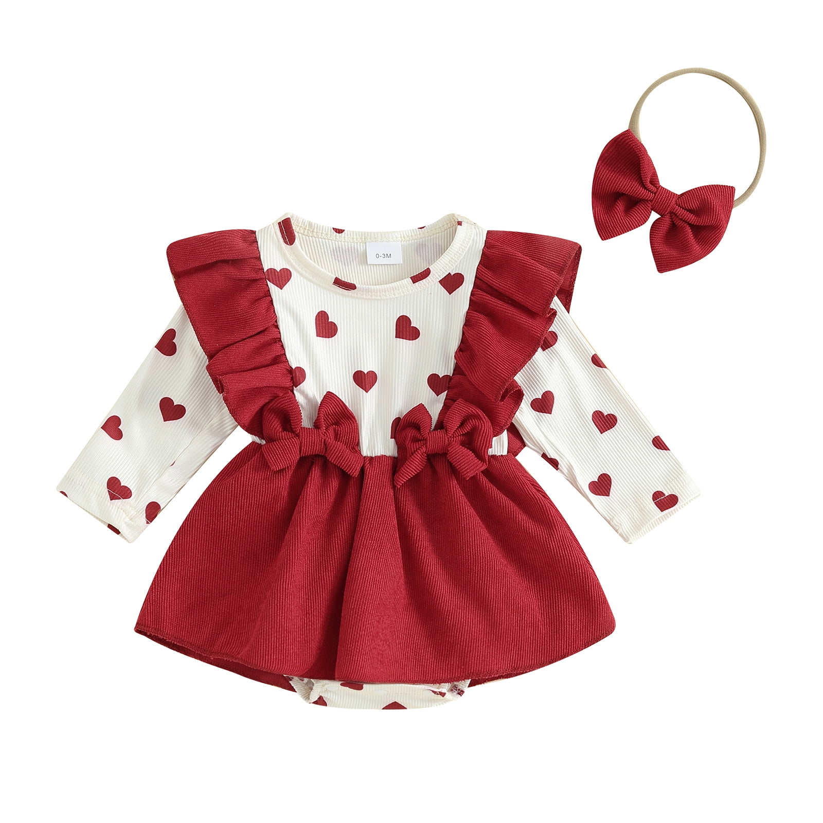 Suealasg Baby Girl Valentine's Day Outfits 3M 6M 12M 18M Infant Long Sleeve Heart Print Corduroy ...
