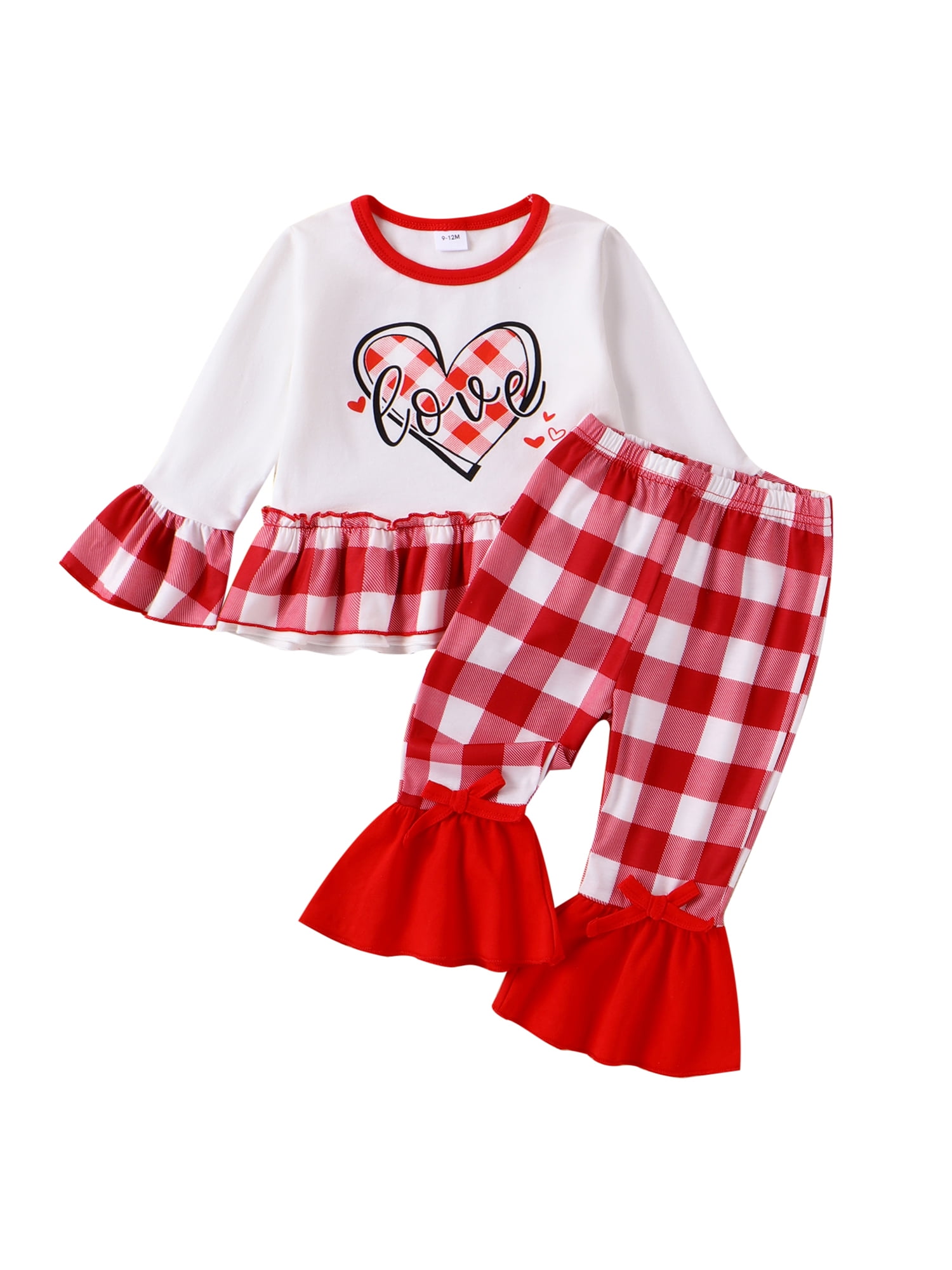 Suealasg Baby Girl Valentine's Day Outfits Clothes Toddler Girls Long Sleeve Heart Letter Print ...