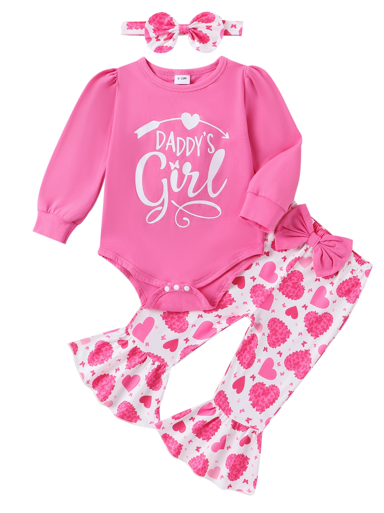 Suealasg Baby Girl Valentine's Day Outfits Clothes Toddler Girls Long Sleeve Letter Print Romper ...