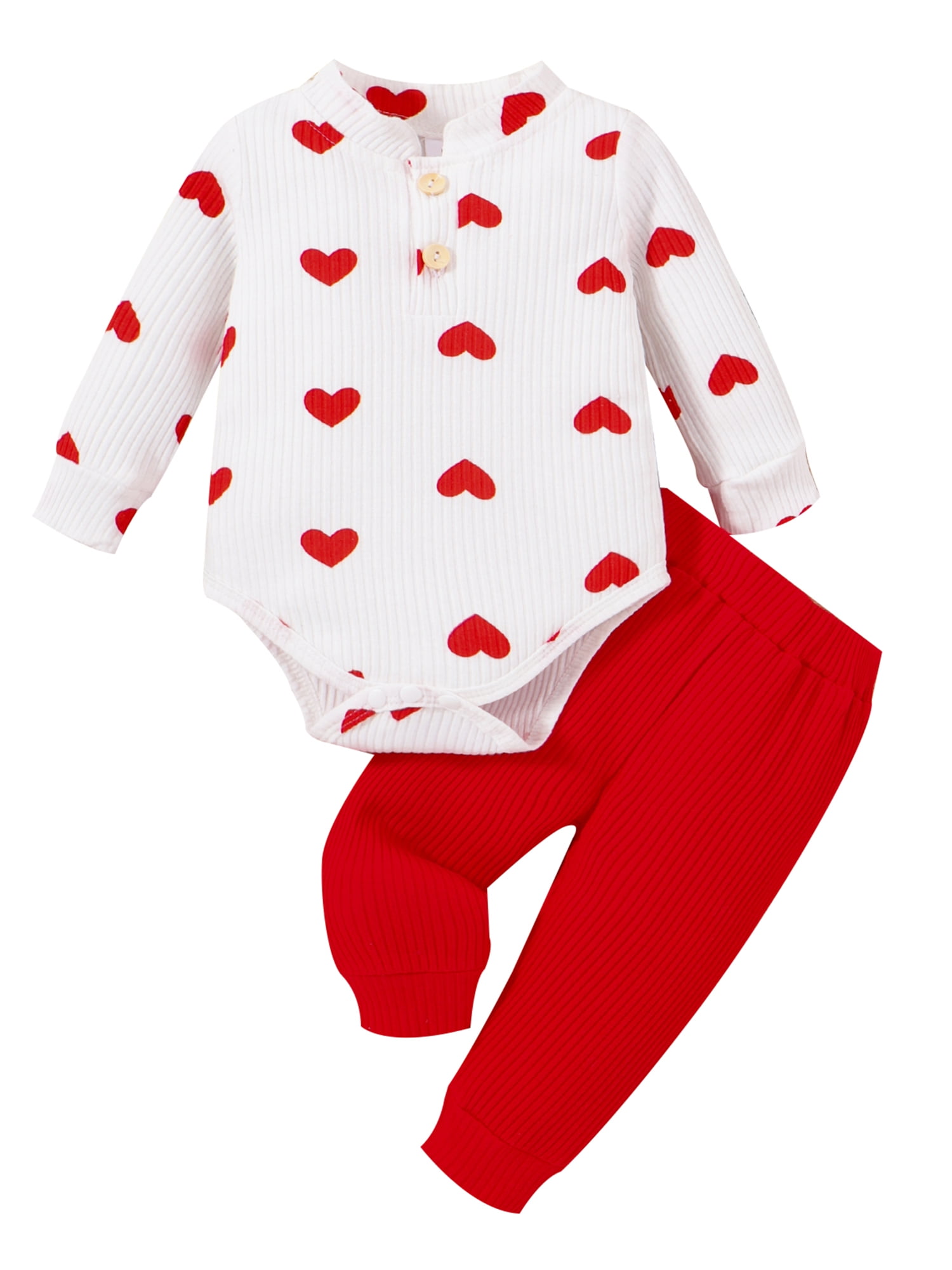Suealasg Baby Girl Valentine's Day Outfits Clothes Toddler Girls Long Sleeve Mock Neck Heart ...
