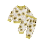 1-4T Toddler Children Baby Girl Sunflower Outfits, Long Sleeve Sweatshirt Tops & Pants Set ...