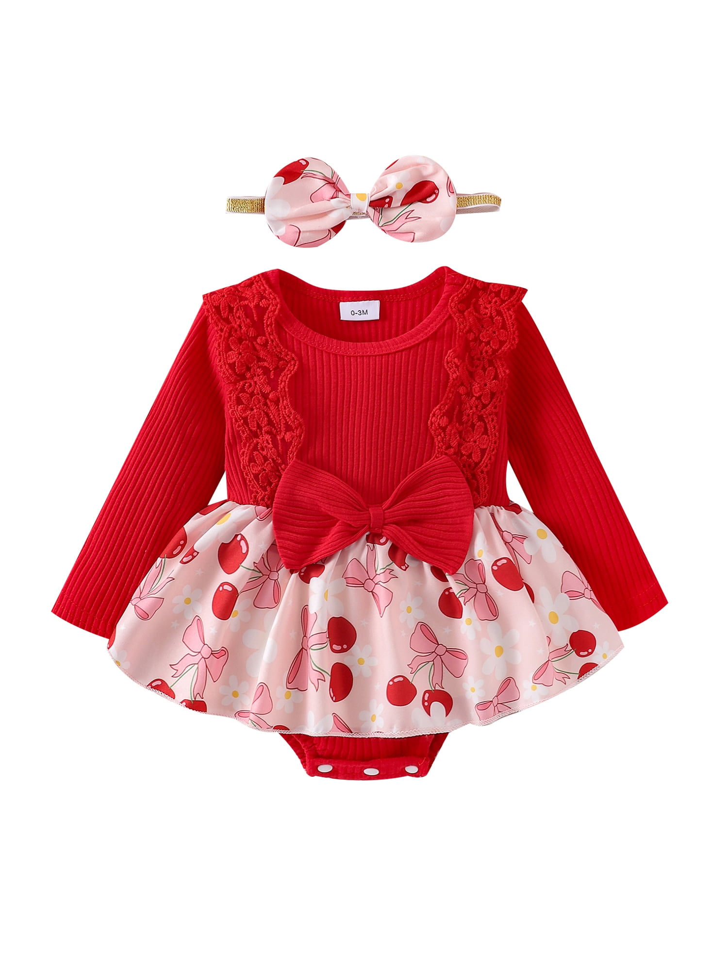 Suealasg Baby Girls 2Pcs Fall Clothes 3 6 9 12 18 Months Infant Girls Bow Print Long Sleeve ...