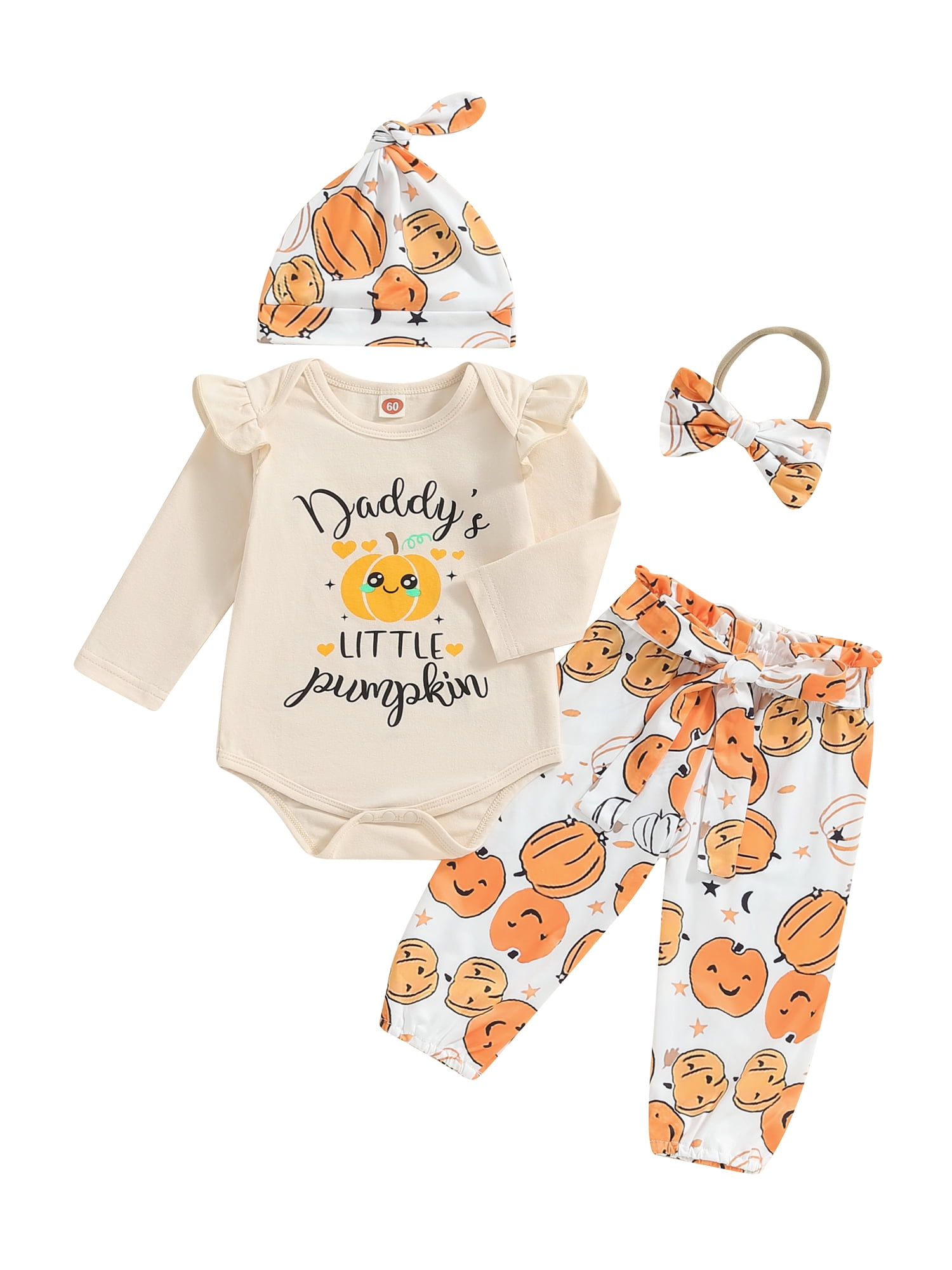 Suealasg Baby Girls 5Pcs Halloween Clothes 3 6 12 18 Months Infant Girls Halloween Outfits Long ...