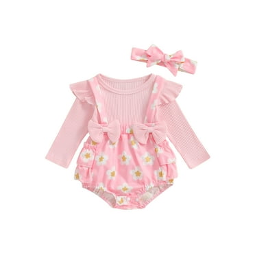 Izhansean 3PCS Newborn Baby Girl Summer Clothes Floral Romper Jumpsuit Shorts Outfits Set Yellow ...