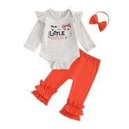 PatPat 3pcs Baby Girl Ladybug Long Sleeve Romper and Bowknot Trousers Set,Fall Clothes Newborn ...