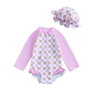 Character Baby Girl Long- Sleeve Ruffle Rash Guard Swimsuit, One- Piece, Sizes 0M-12M - Walmart.com