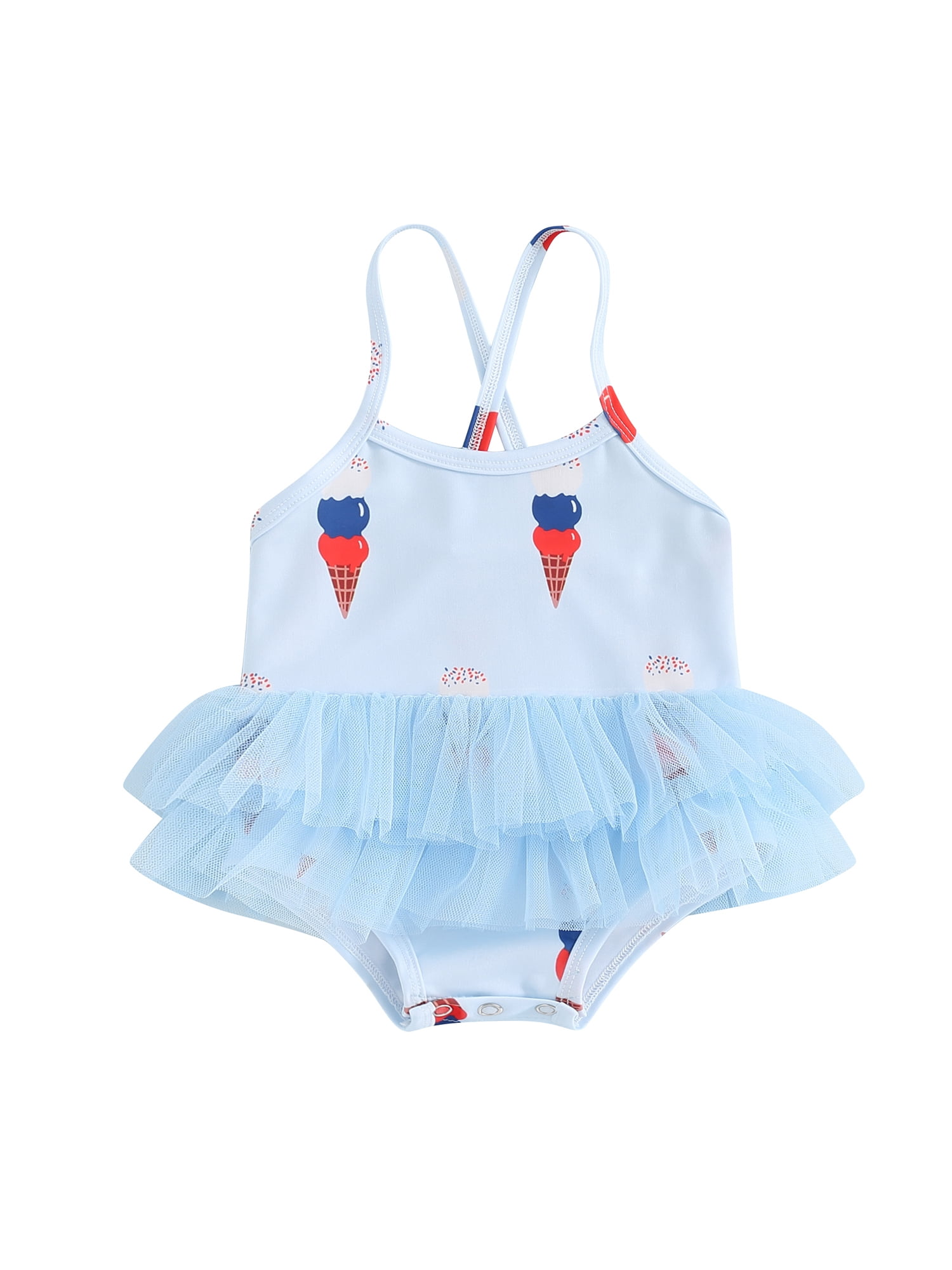 Suealasg Baby Girls One Piece Swimsuit Strap Sleeveless Ice Cream Print ...