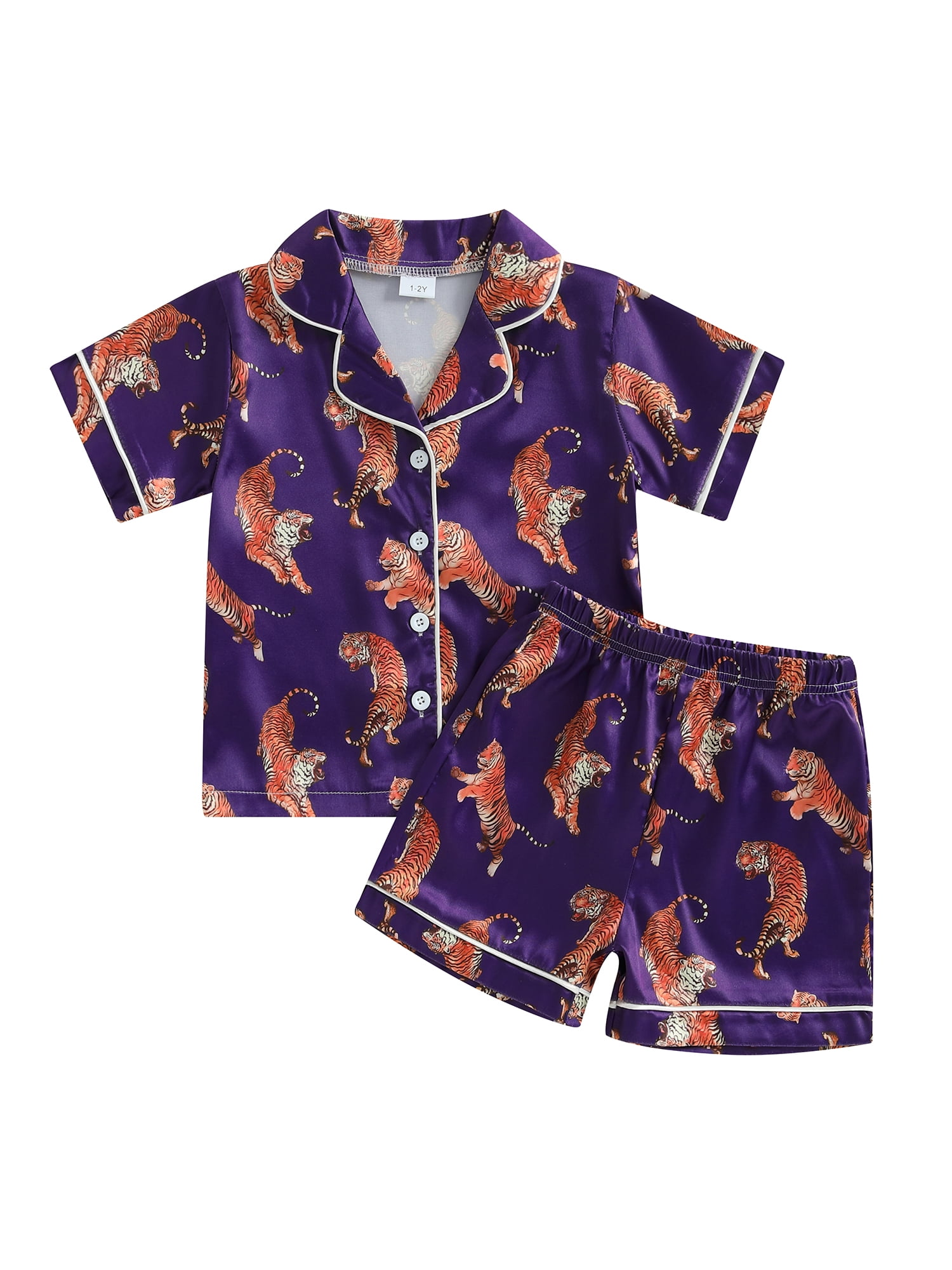 Suealasg Baby Girls Pajamas Set Tiger/Balloon/Cake Floral Print Button ...