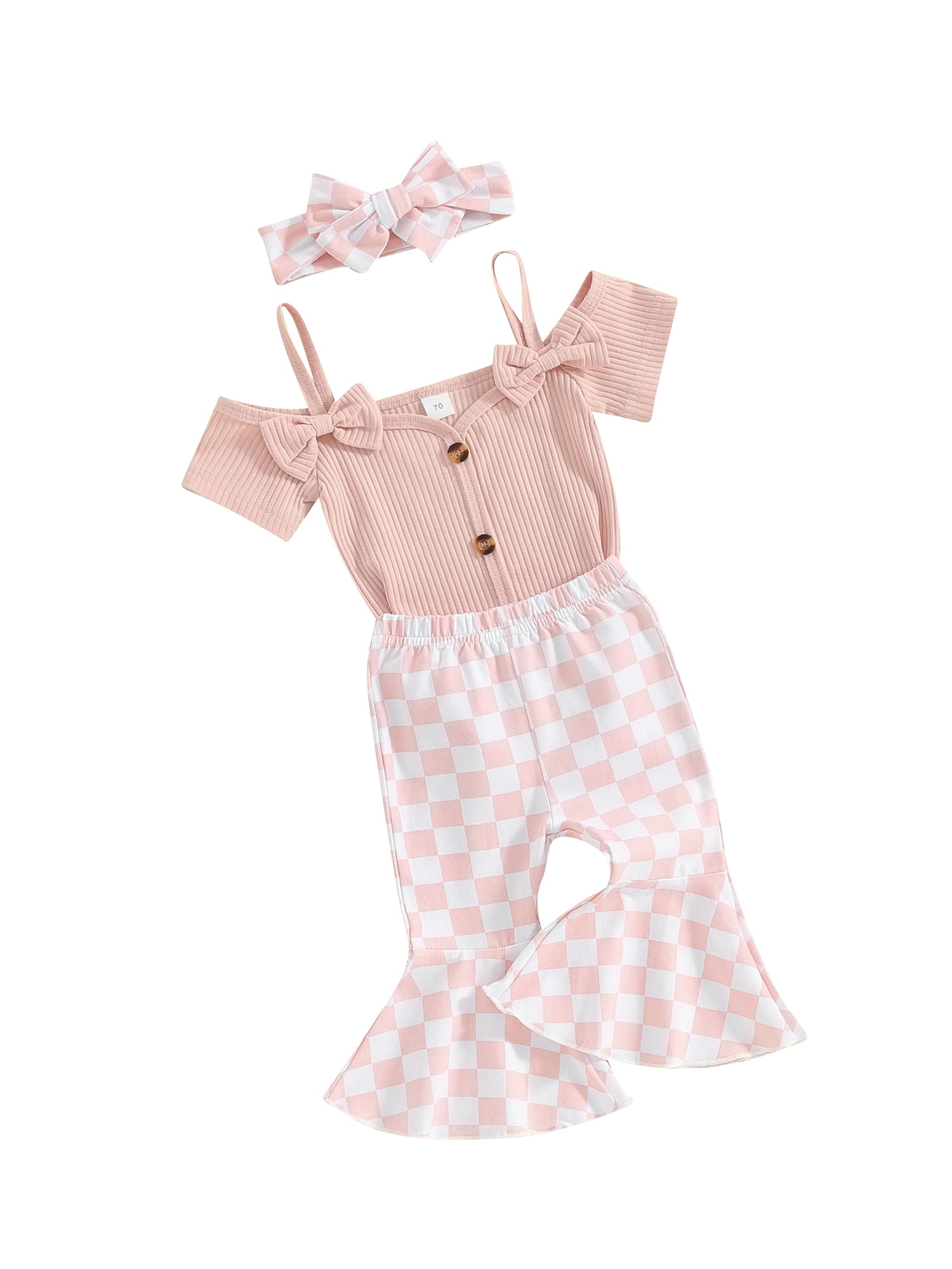 Suealasg Baby Girls Summer Flare Pants Outfits Short Sleeve 3D Bow ...