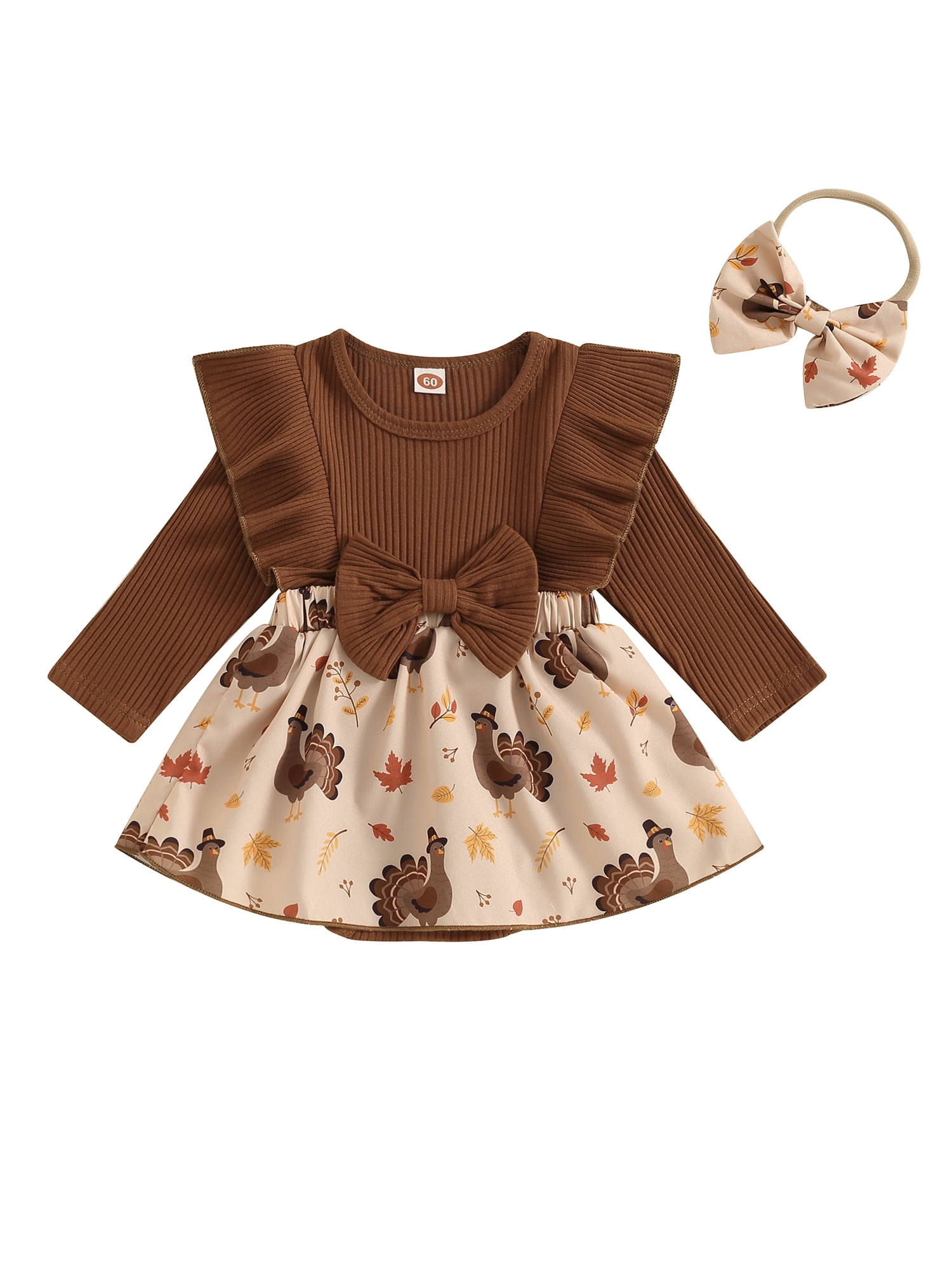 Suealasg Baby Girls Thanksgiving Outfit 3 6 9 12 18 Months Infant Girls Long Sleeve Turkey ...