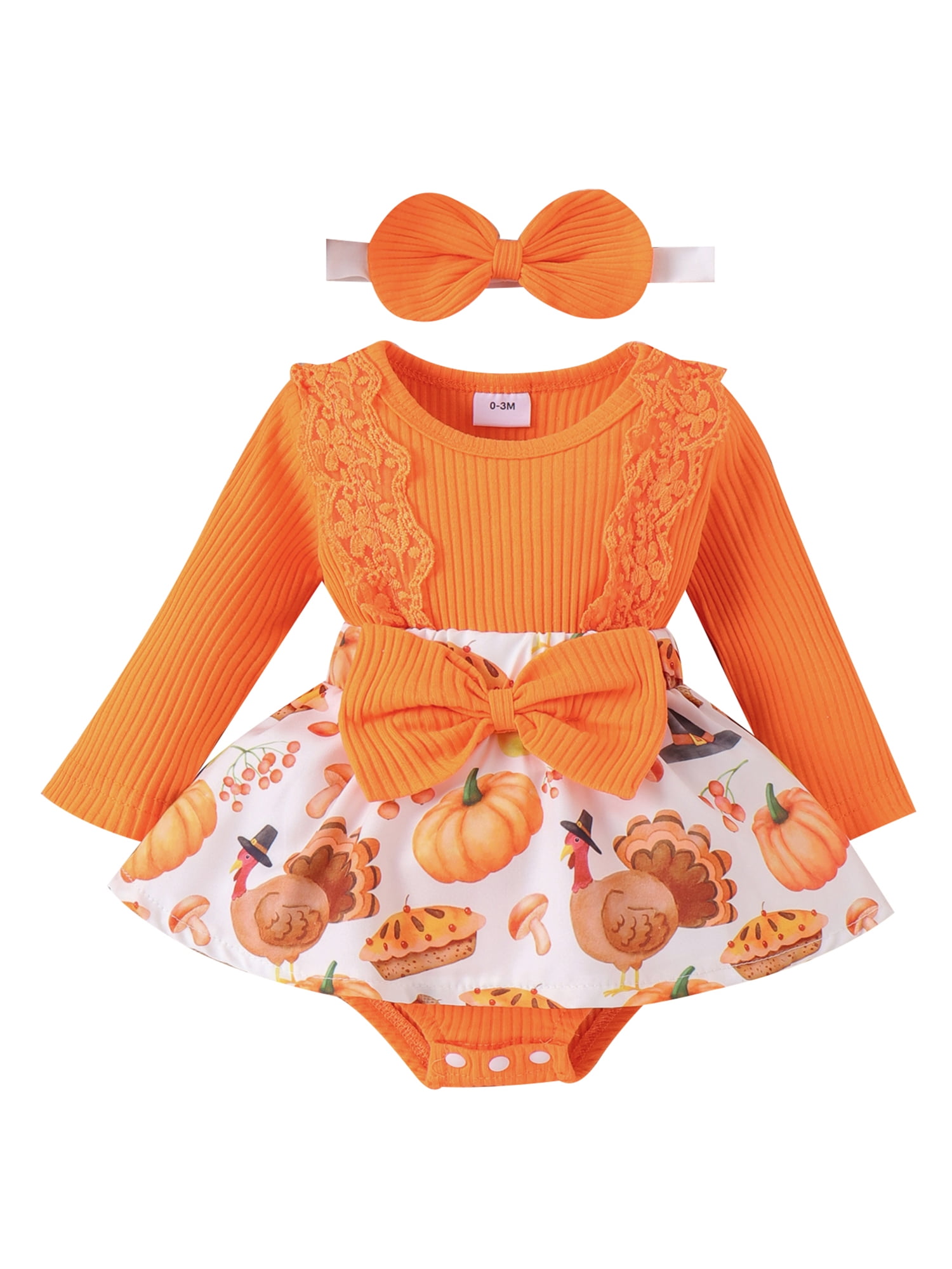 Suealasg Baby Girls Thanksgiving Outfits Clothes 3M 6M 9M 12M Infant Girls Long Sleeve Pumpkin ...