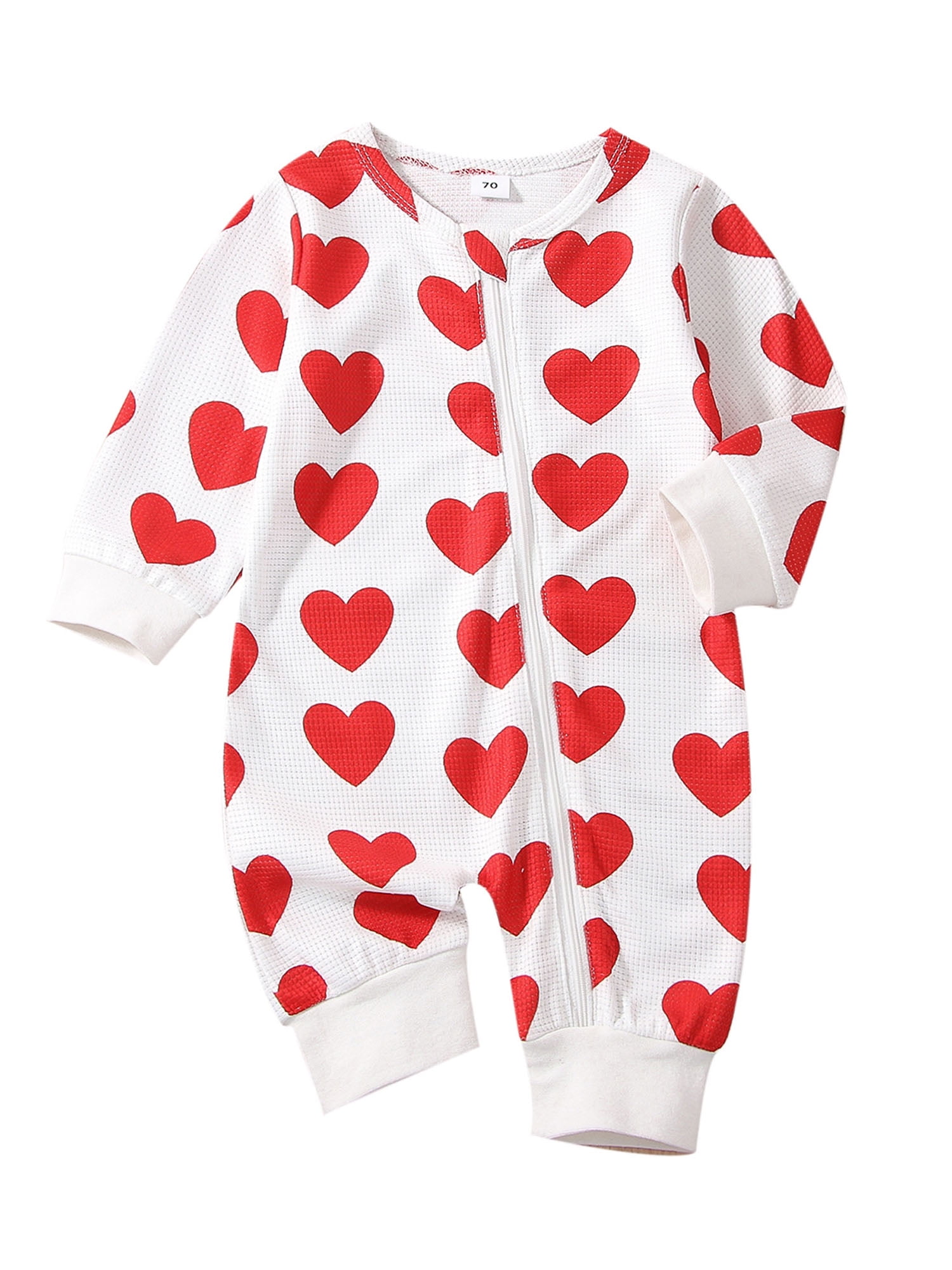 Suealasg Baby Girls Valentine’s Day Footies Rompers Infant Long Sleeve ...