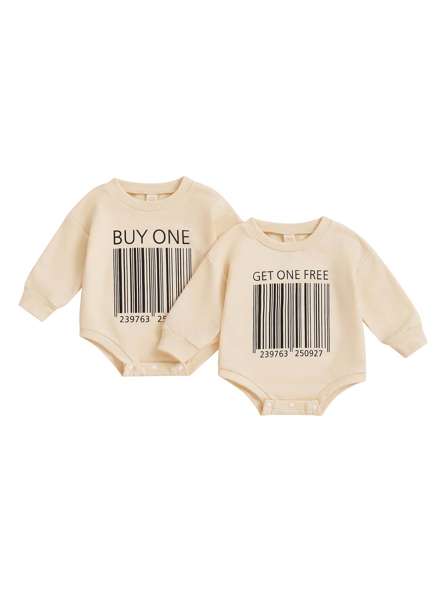 Suealasg Baby Twins Sweatshirts Rompers Newborn Baby Girl Boy Long Sleeve Letter Barcode Print ...