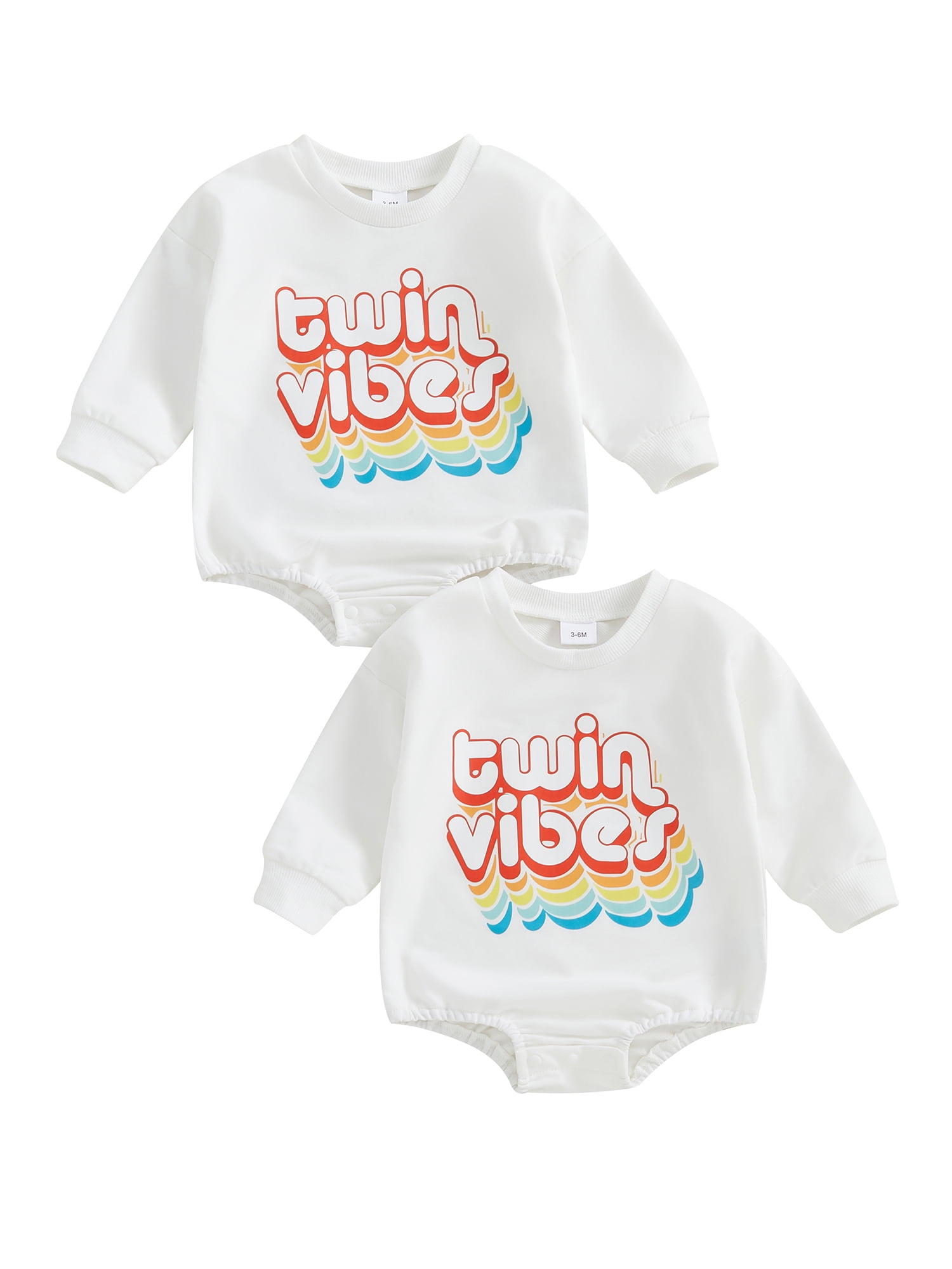 Suealasg Baby Twins Sweatshirts Rompers Newborn Baby Girl Boy Short Sleeve Letter Print ...