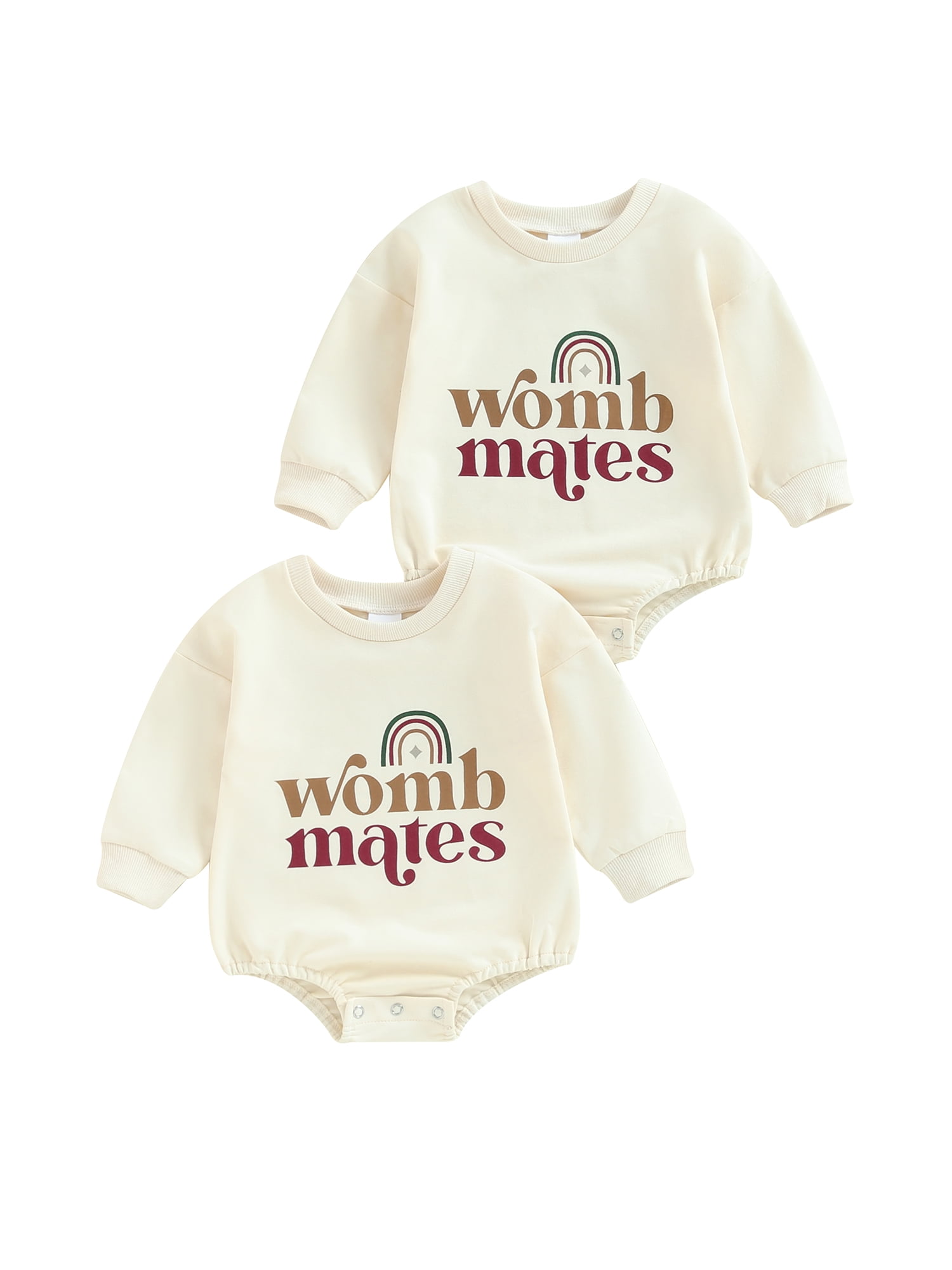 Suealasg Baby Twins Sweatshirts Rompers Newborn Baby Girl Boy Short Sleeve Letter Rainbow Print ...