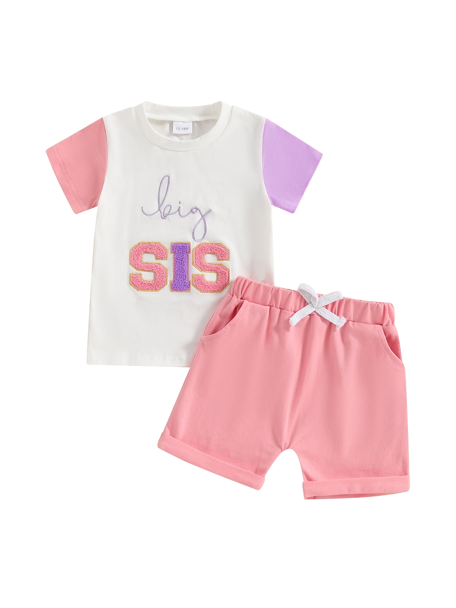 Suealasg Big Sister Little Sister Matching Outfits Letter Print Short ...