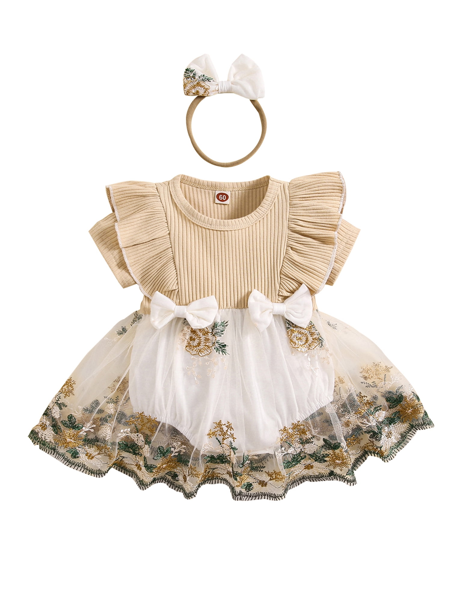 Suealasg Infant Girl Romper Dress Short Sleeve Floral Embroidery Skirt Hem Jumpsuits 3 6 12 18 ...