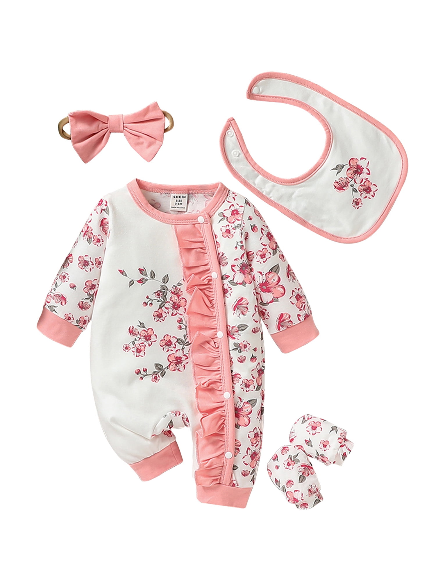 Suealasg Infant Girls Romper Baby Girls 4 Piece Casual Clothes Swan ...