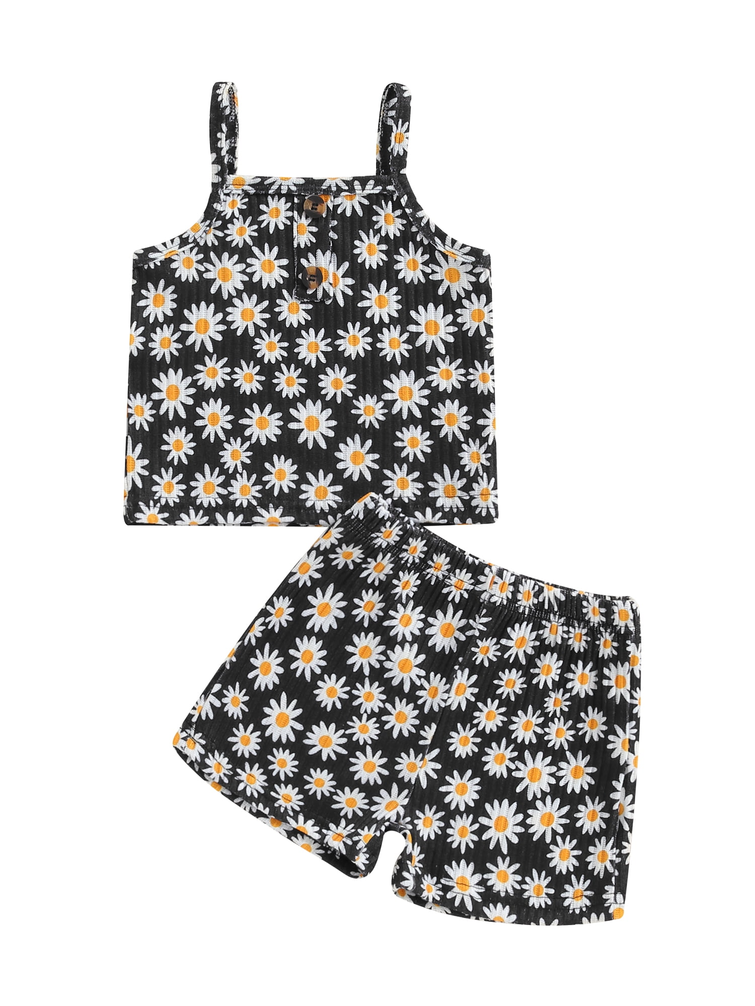 Suealasg Kids Baby Girl 2Pcs Summer Outfits Sleeveless Daisy Print ...