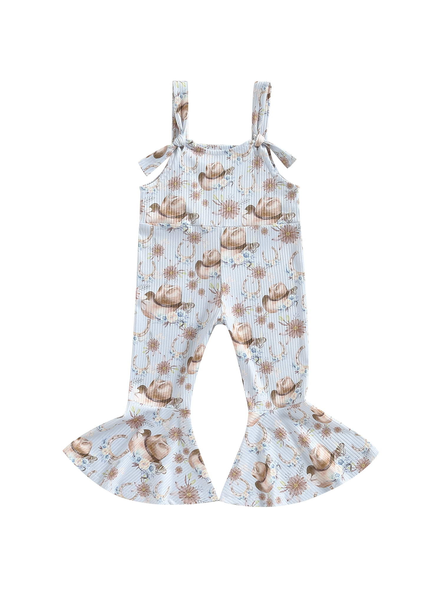 Suealasg Kids Baby Girls Outfits Western Romper Pants Sleeveless Bull ...