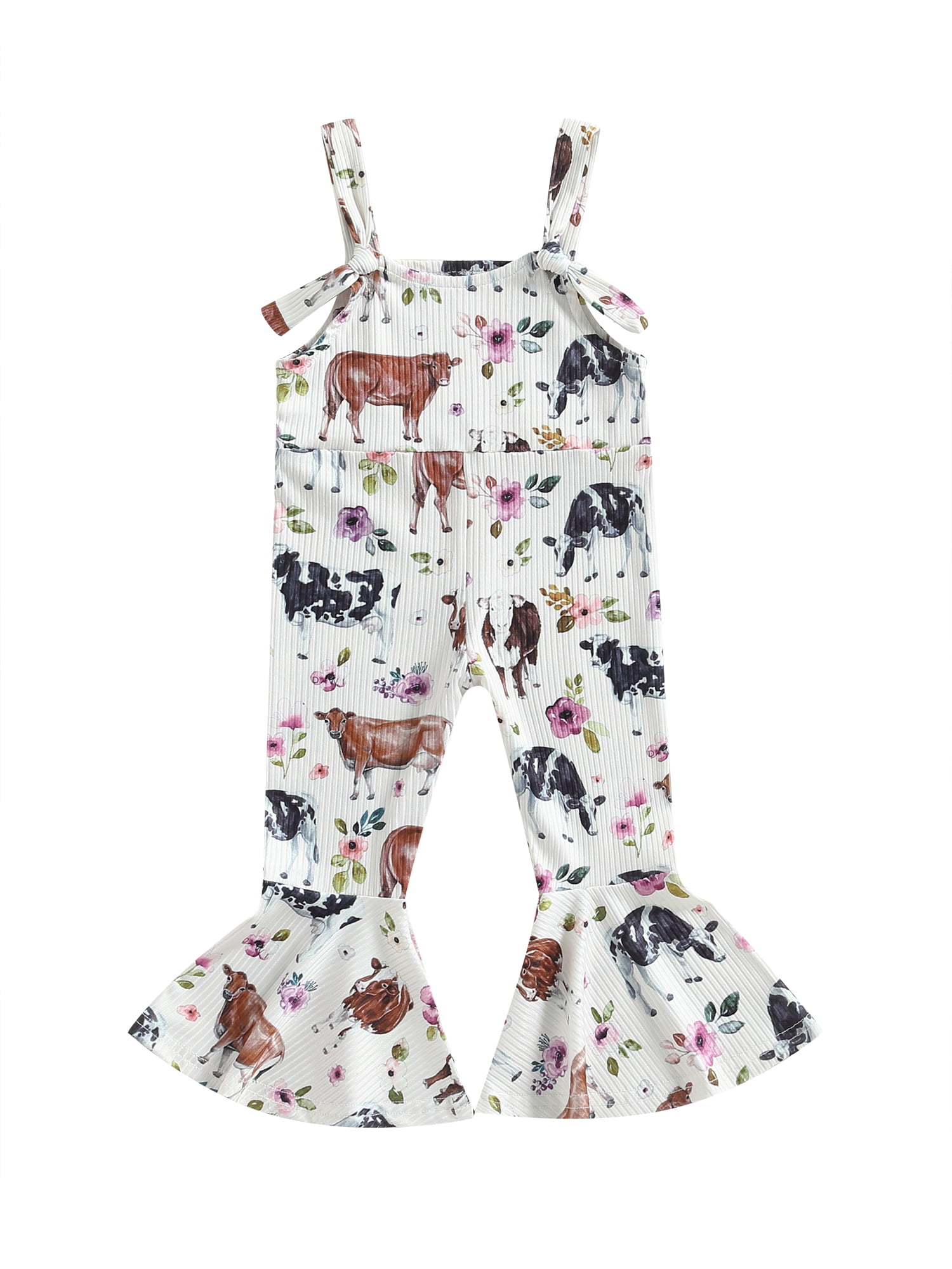 Suealasg Kids Baby Girls Outfits Western Romper Pants Sleeveless Bull ...