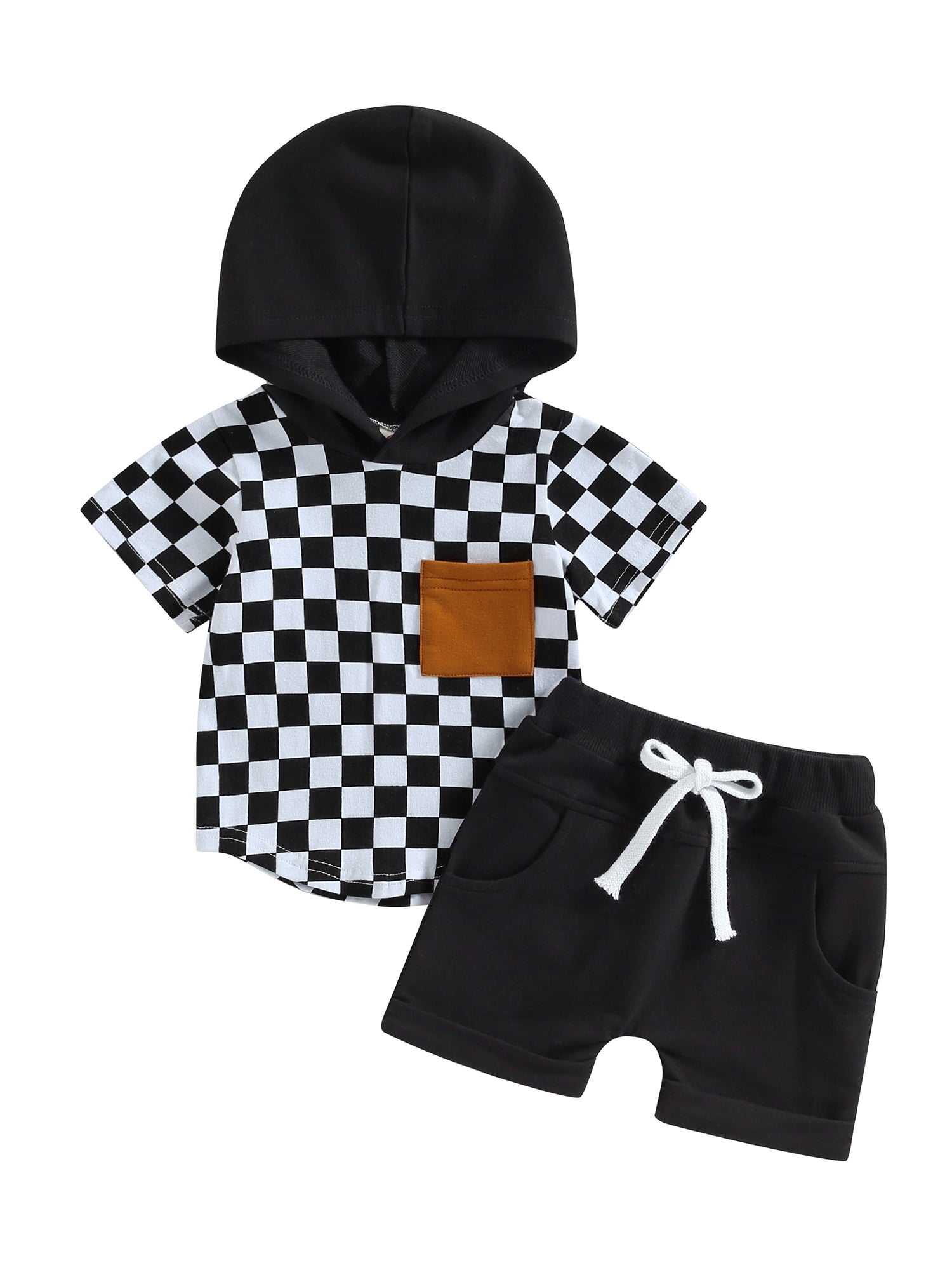 Suealasg Kids Boys Summer Outfit 6M 1T 2T 3T Short Sleeve Checkerboard ...