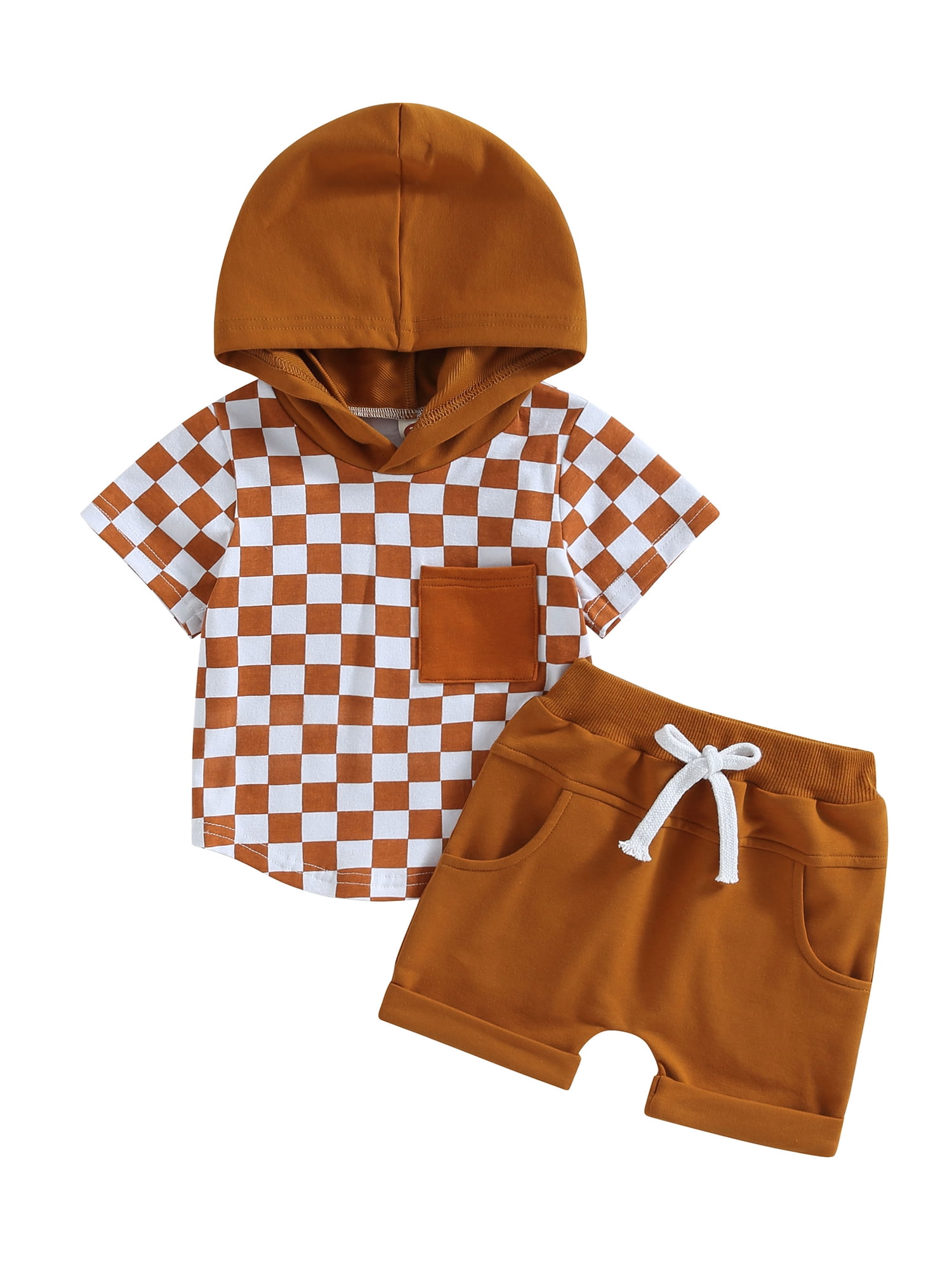 Suealasg Kids Boys Summer Outfit 6M 1T 2T 3T Short Sleeve Checkerboard ...