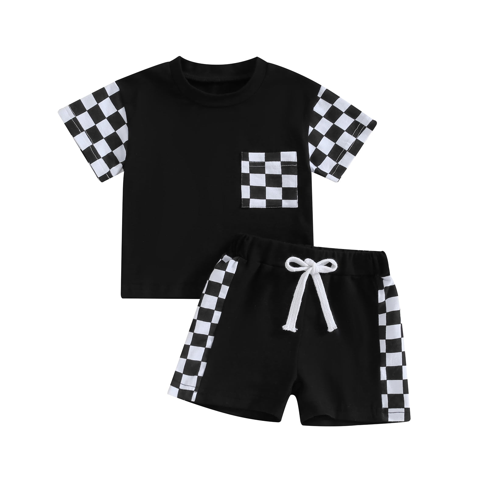 Suealasg Kids Boys Summer Outfits 6M 1T 2T 3T Toddler Boys Checkerboard ...