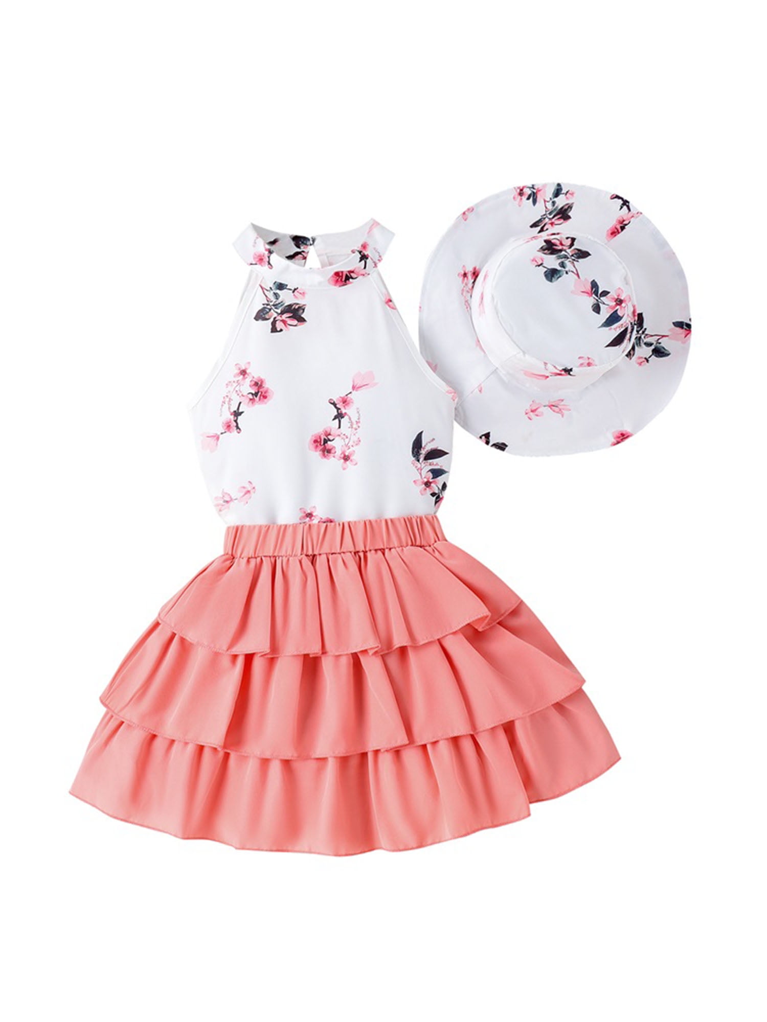 Suealasg Kids Girl 3 Piece Summer Skirt Outfit 4T 5T 6T 7T Little Girls ...