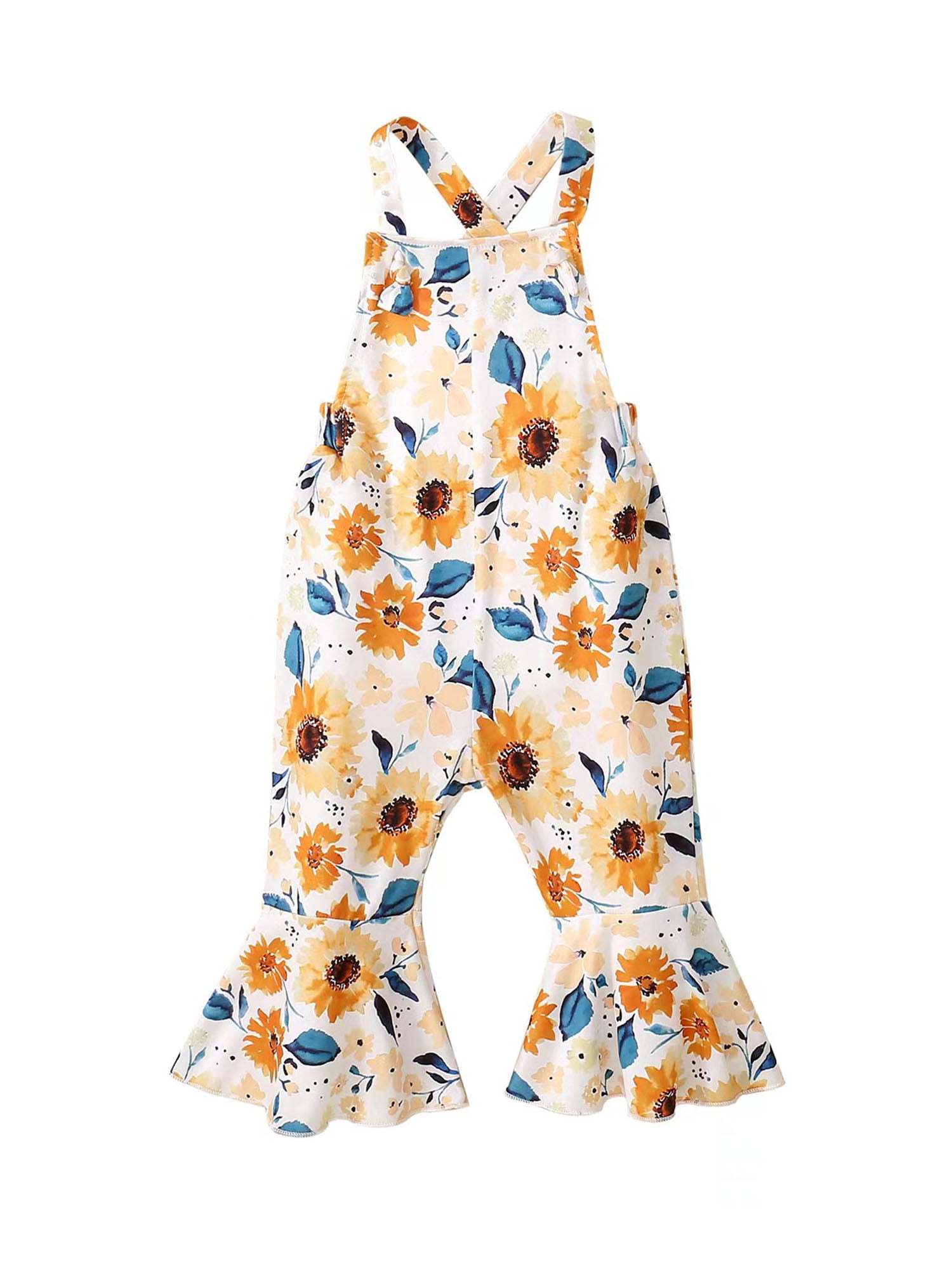 Suealasg Kids Girl Sleeveless Romper Jumpsuit 6M 1T 2T 3T 4T Little Girls Floral Print Suspender ...