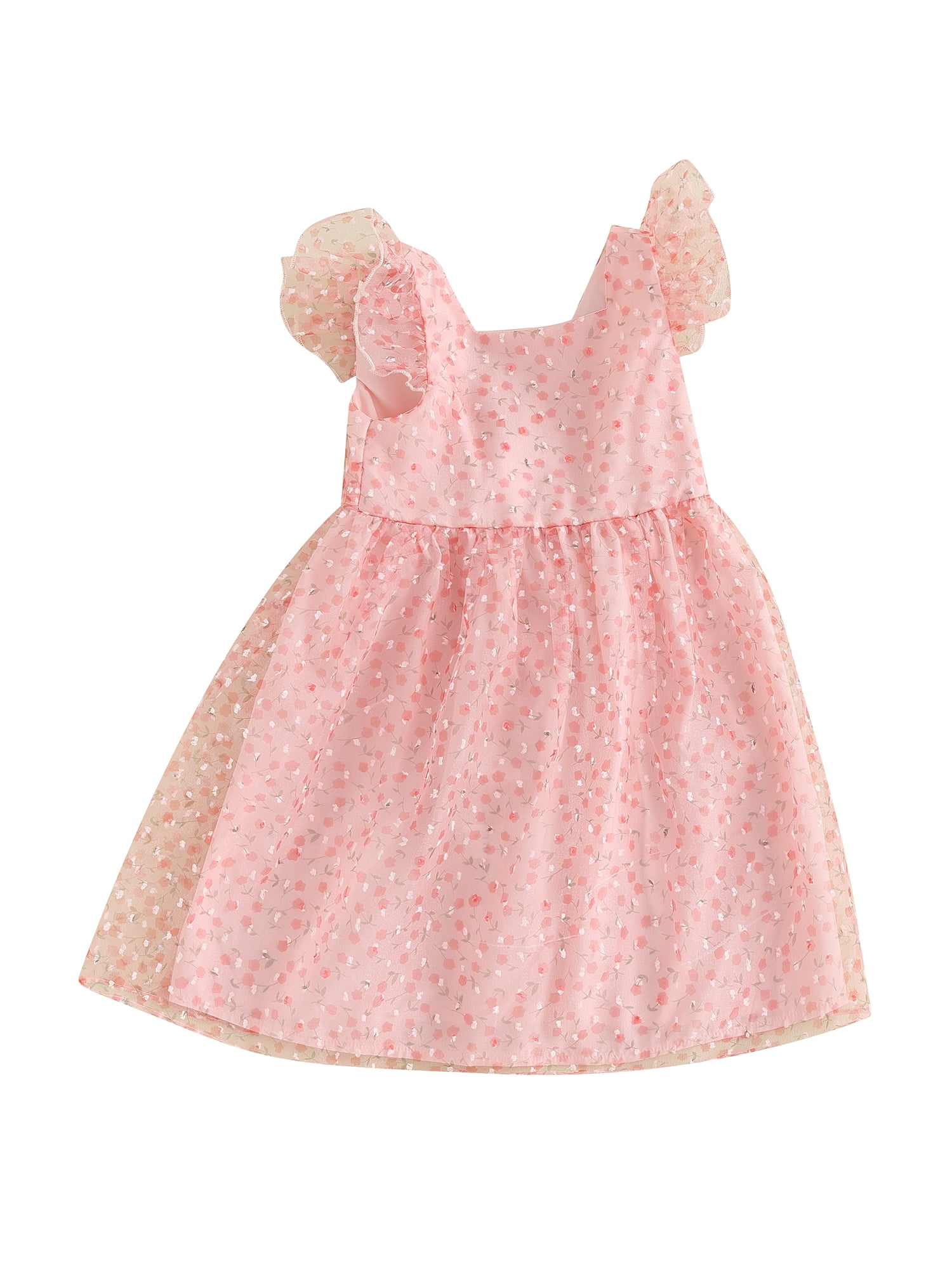 Suealasg Kids Girl Summer Dress 2T 3T 4T 5T Little Girls Sleeveless Square Neck Floral Print ...